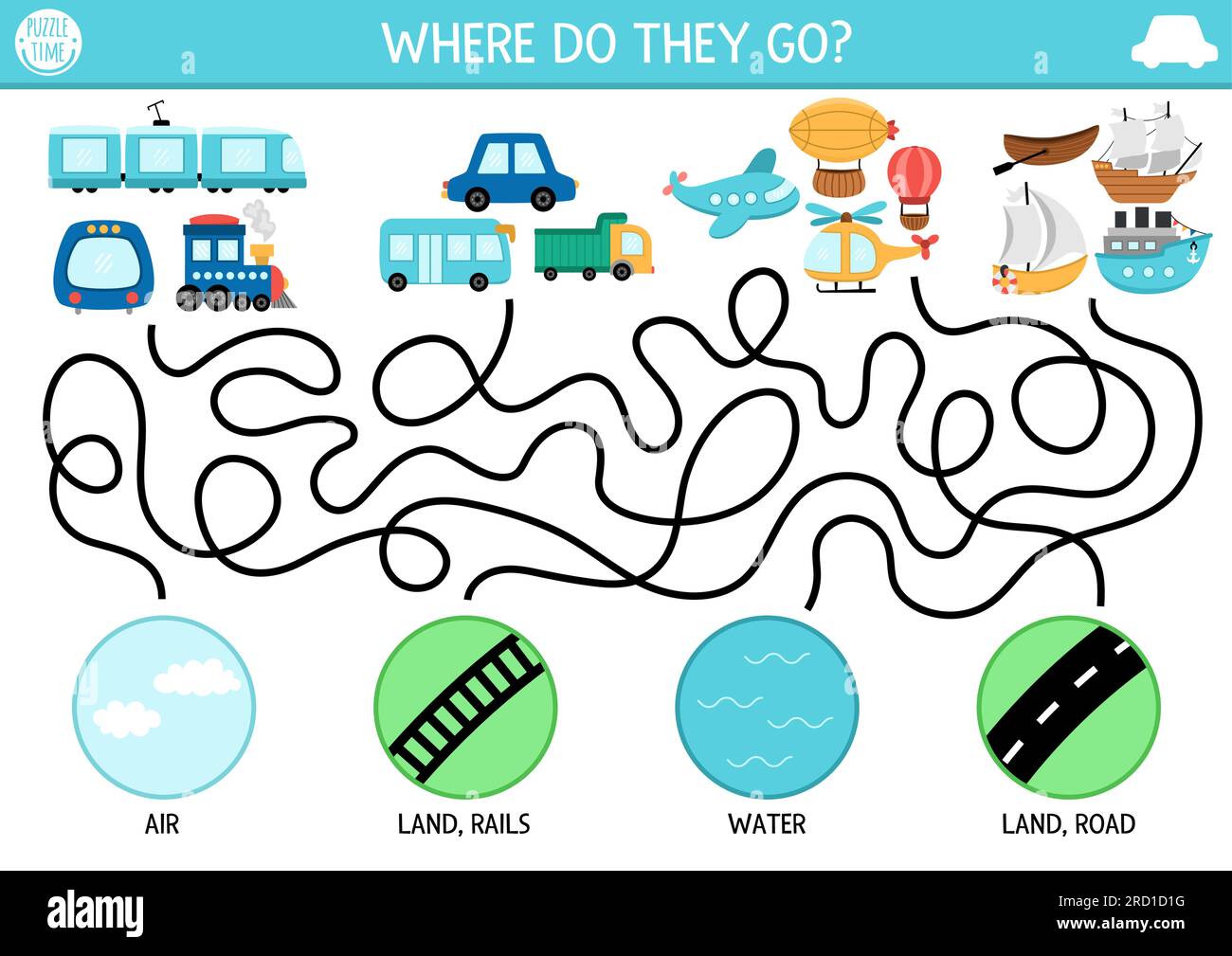 Labyrinthe de transport pour les enfants avec différents types de ...