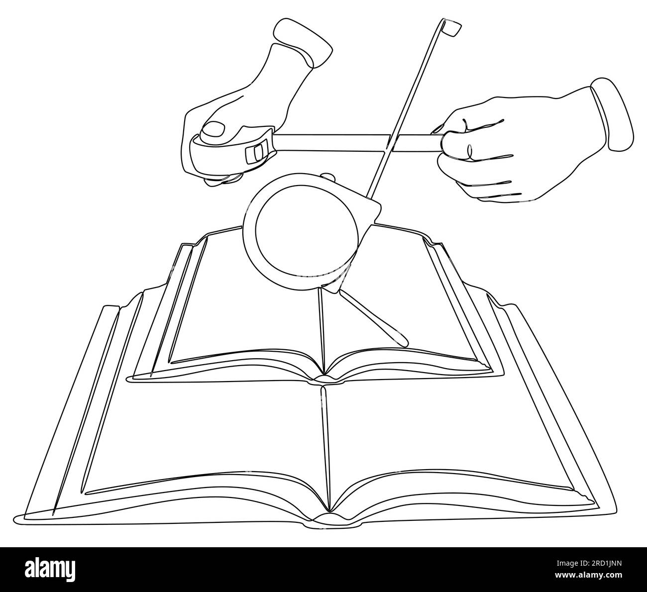 Une ligne continue de livre avec ruban règle. Concept de guide de ...