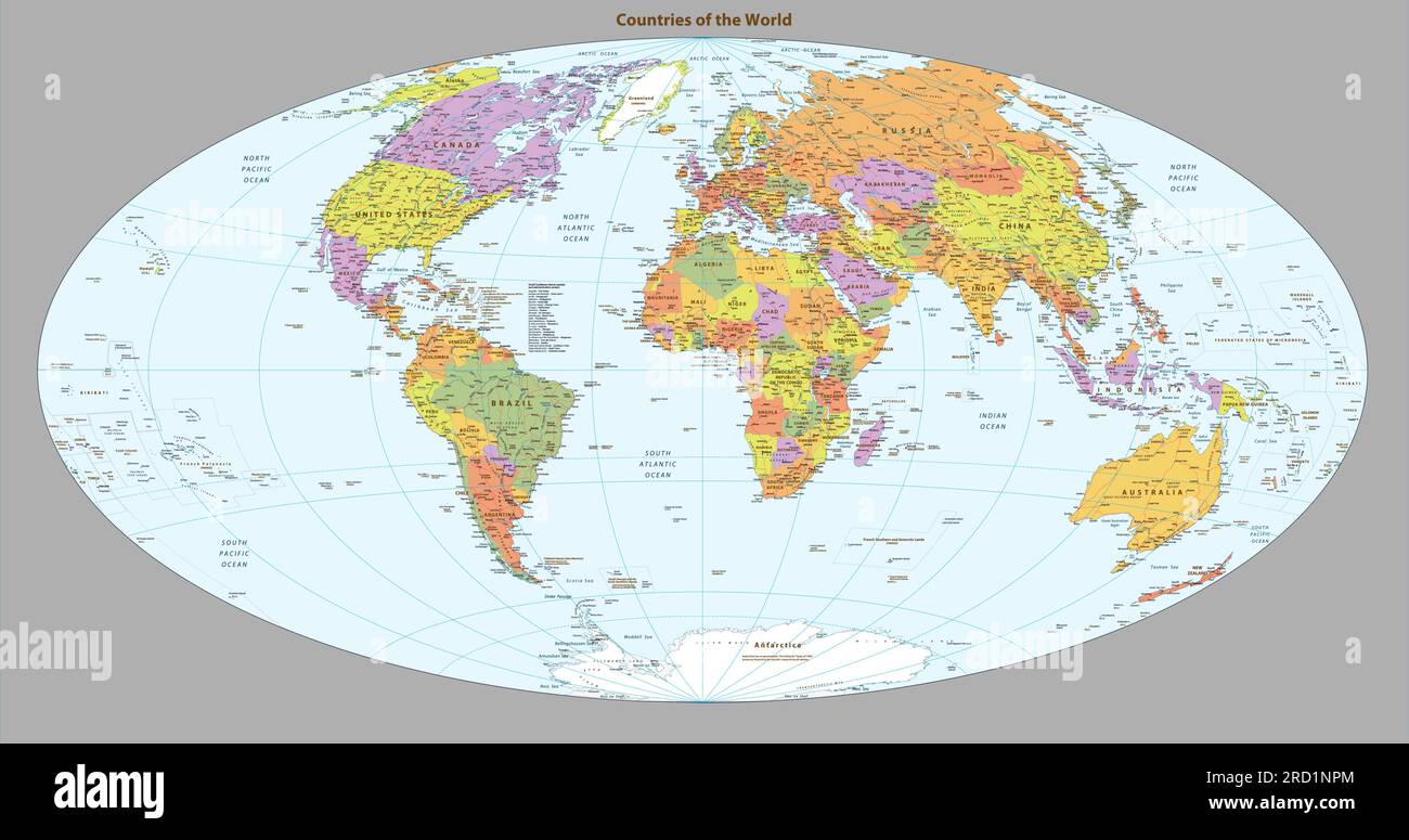 Carte du monde avec nom pays Banque de photographies et d’images à ...