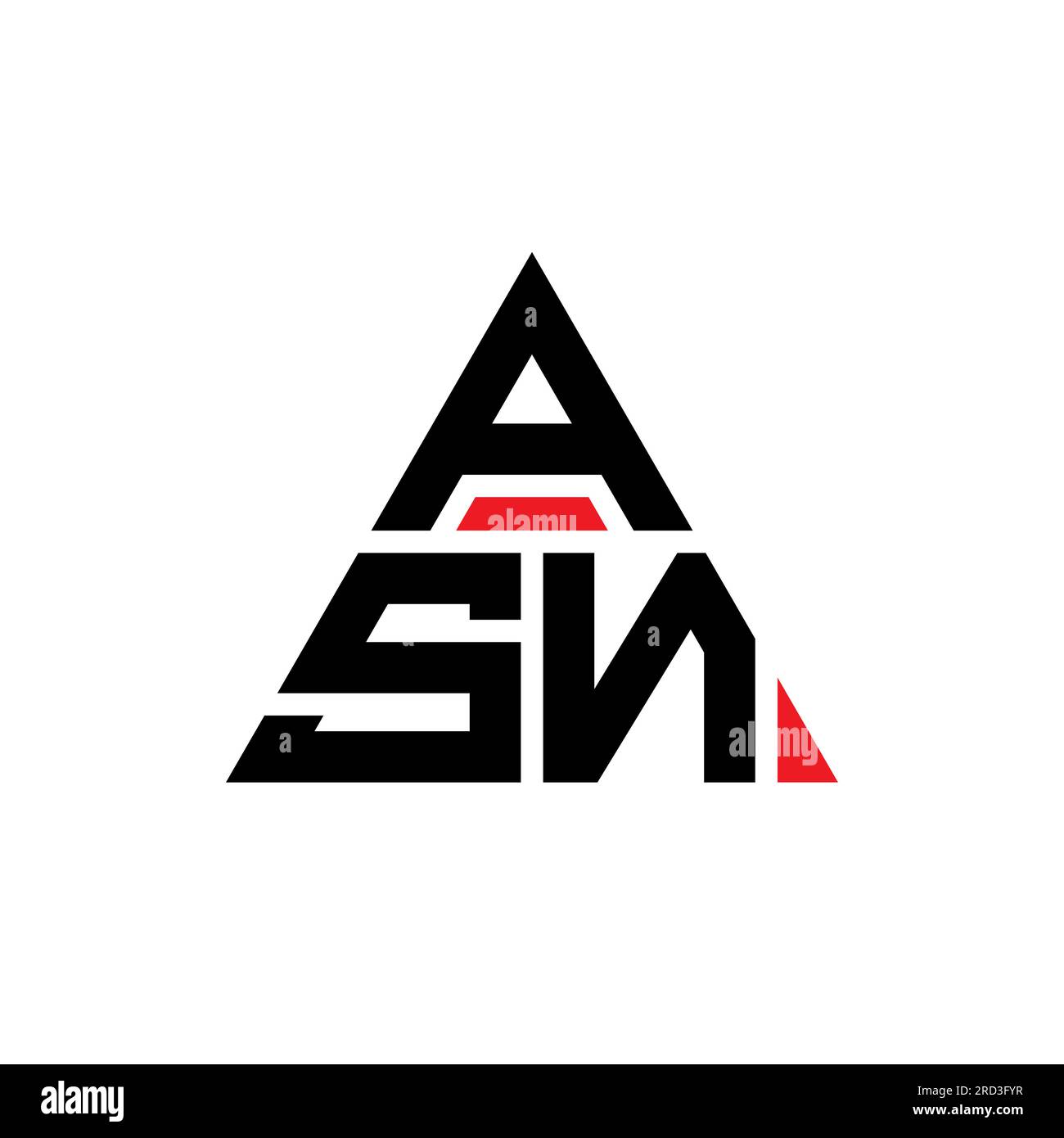 Logo de lettre triangle ASN avec forme de triangle. Monogramme de logo triangle ASN. Modèle de ...