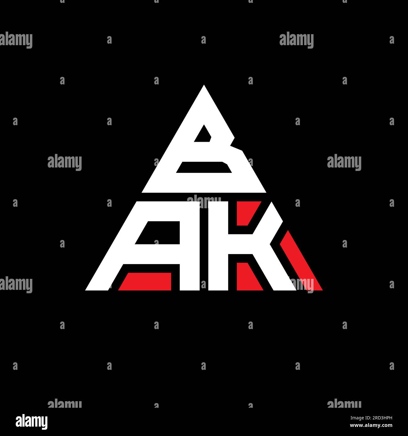 Logo de lettre triangle BAK avec forme de triangle. Monogramme de logo ...