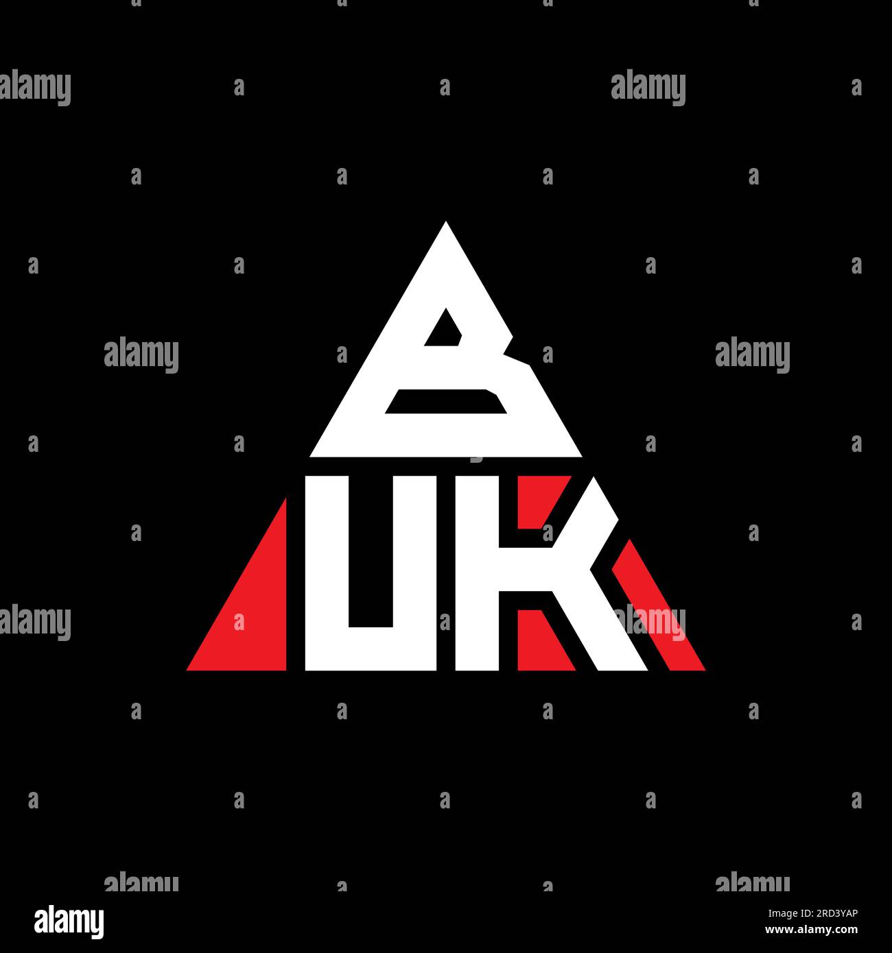 Logo de lettre triangle BUK avec forme de triangle. Monogramme de logo ...