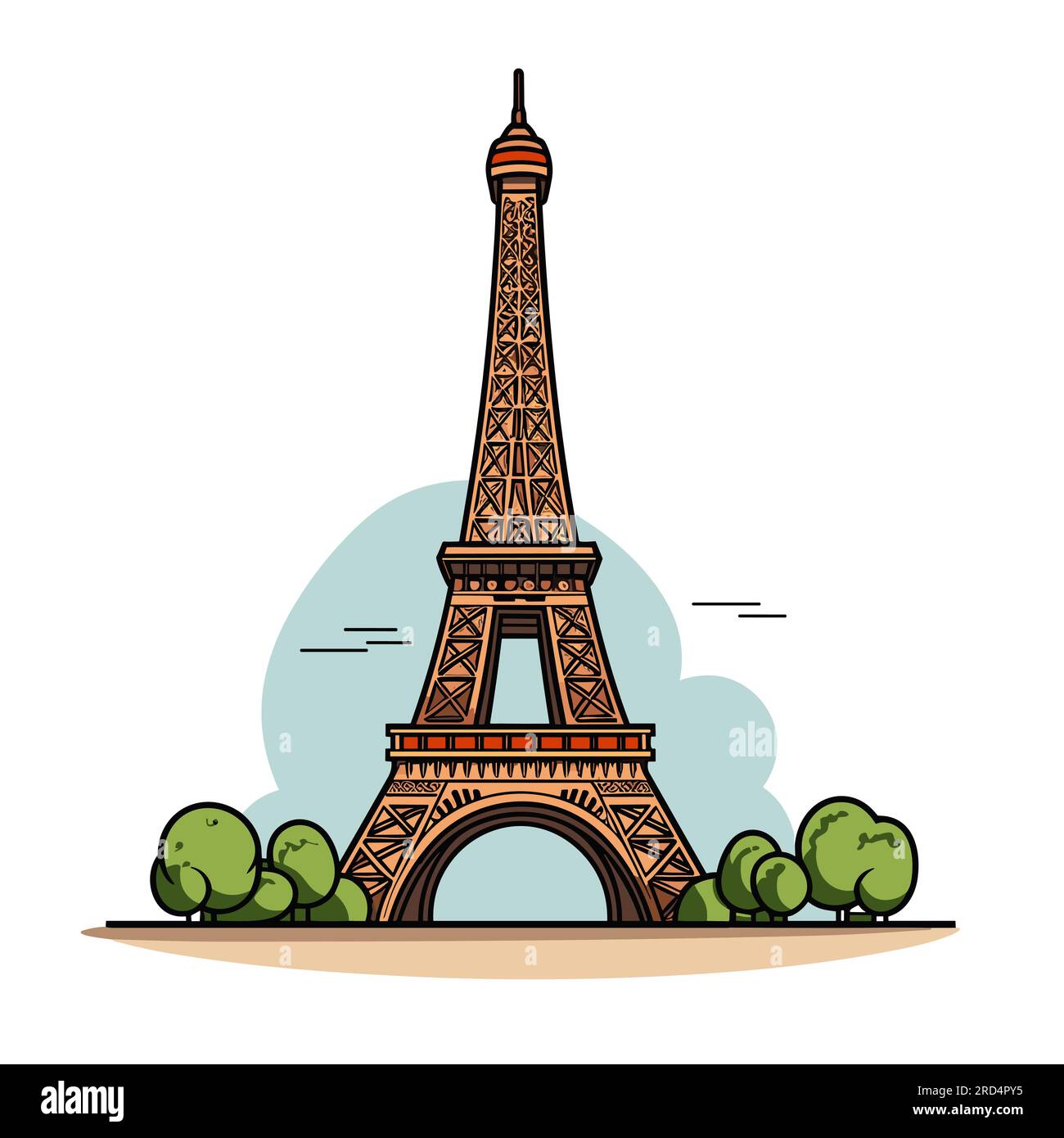 Tour Eiffel. Illustration dessinée à la main de la tour Eiffel. Illustration de dessin animé de ...