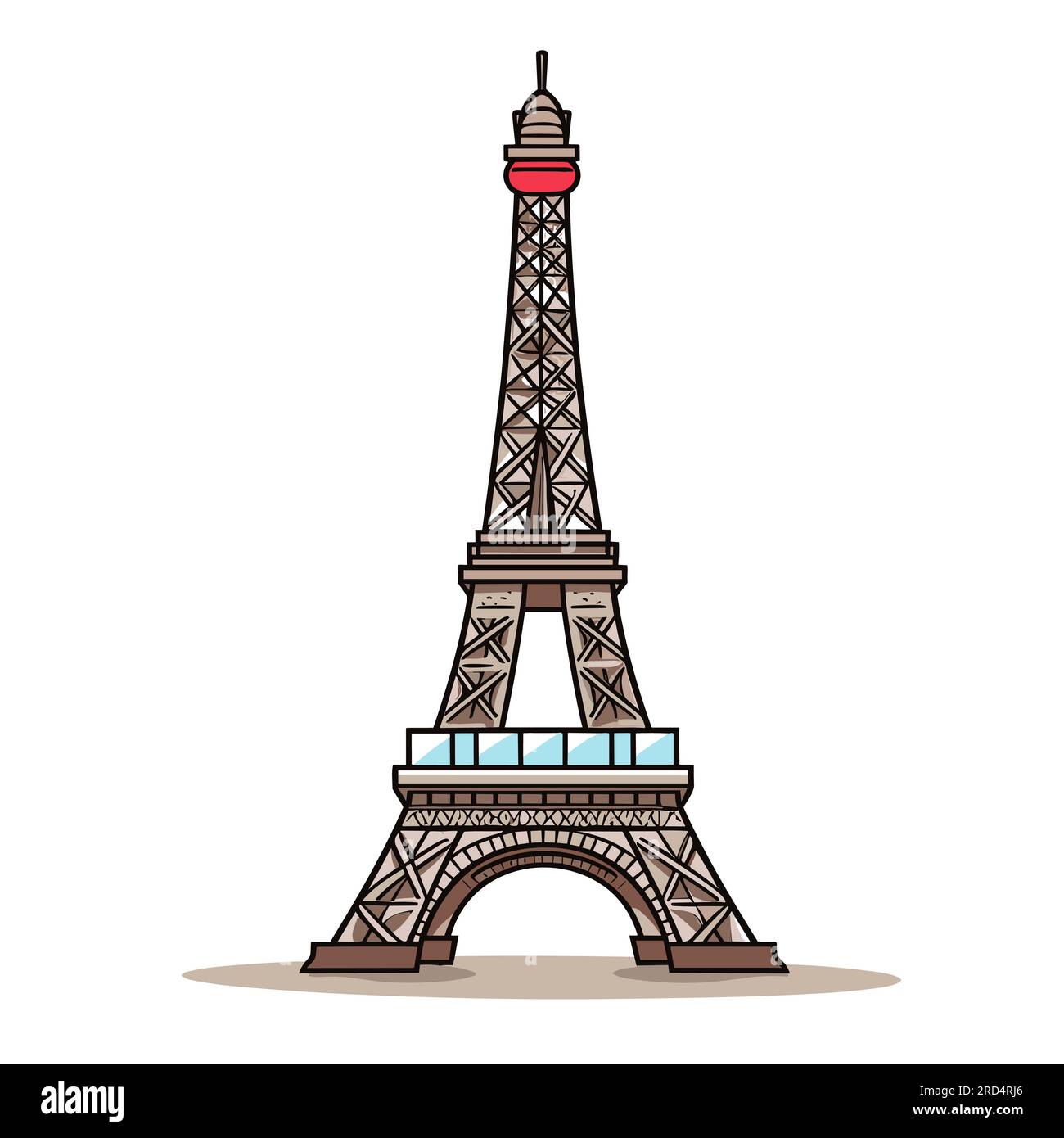 Tour Eiffel. Illustration dessinée à la main de la tour Eiffel. Illustration de dessin animé de ...