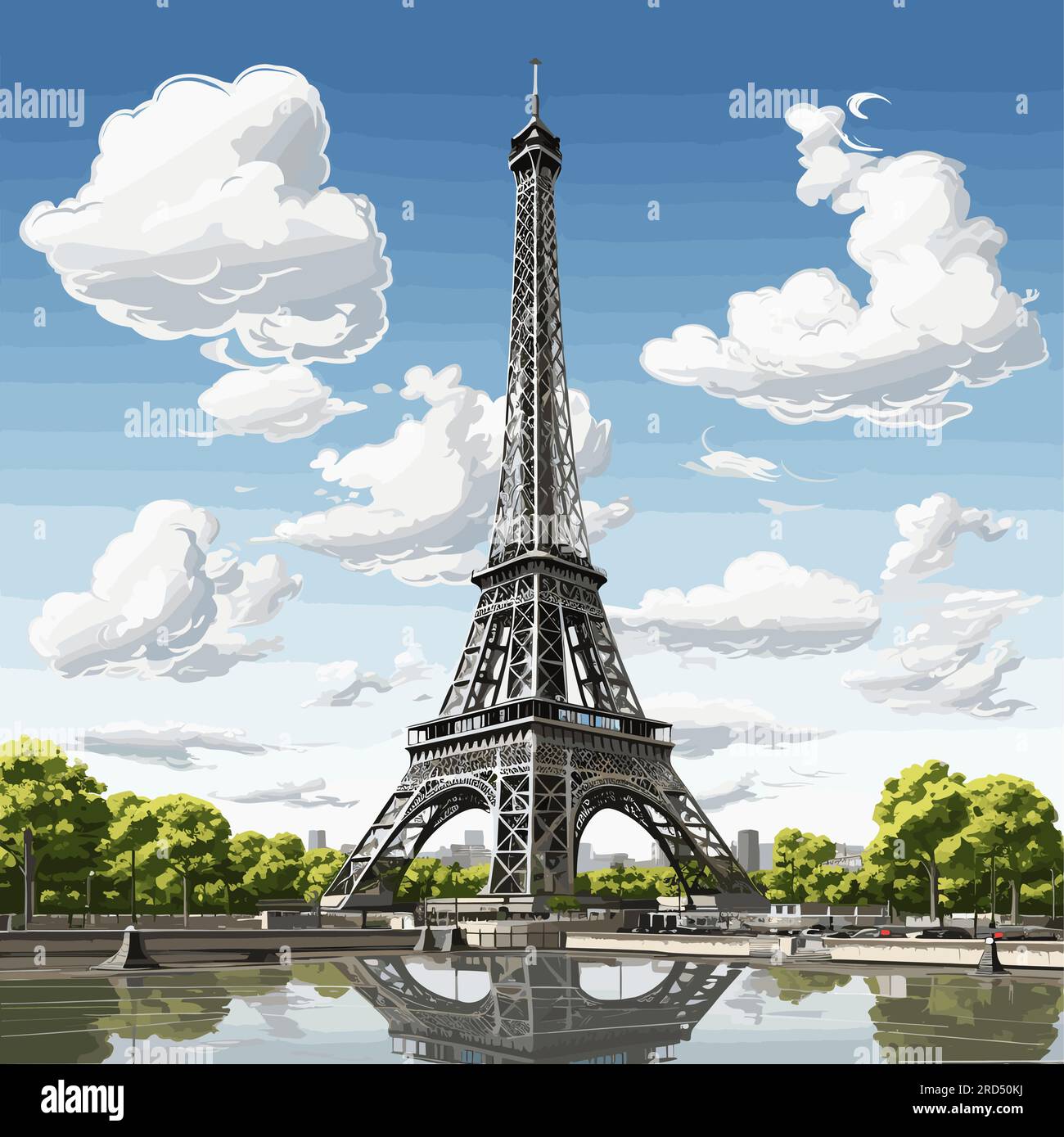 Tour Eiffel. Illustration dessinée à la main de la tour Eiffel. Illustration de dessin animé de ...