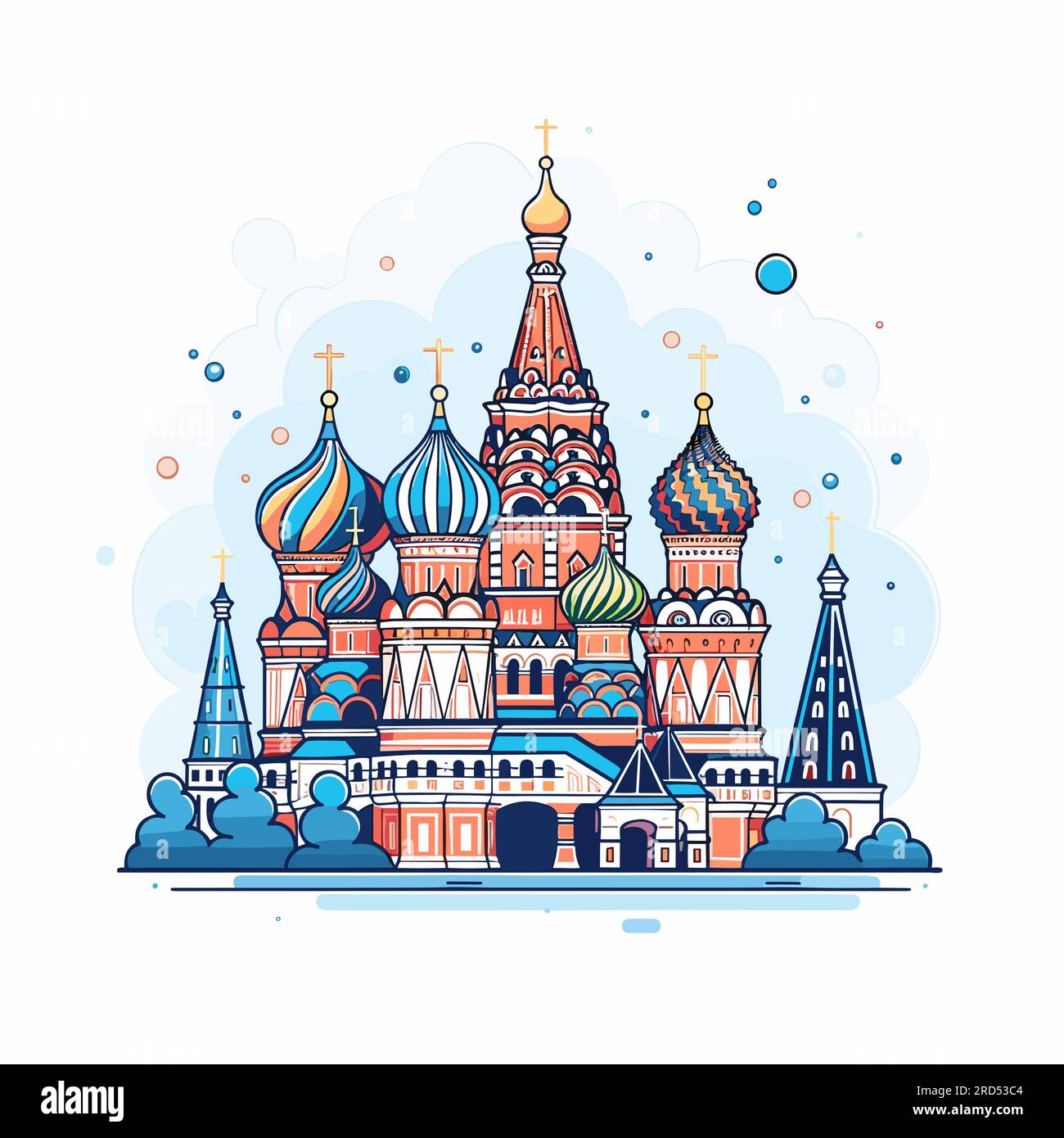 Cathédrale de Vassily le Bienheureux. Illustration dessinée à la main ...