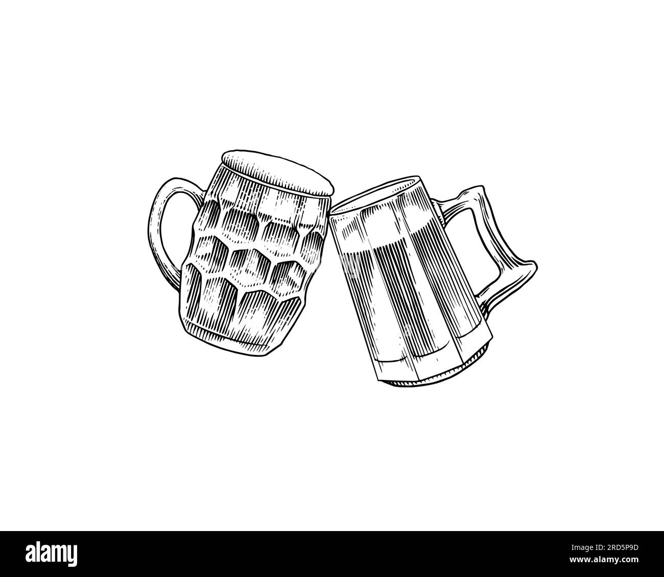 Santé toast. Fête de la bière. Vintage alcoolique. Tasse avec boisson ...