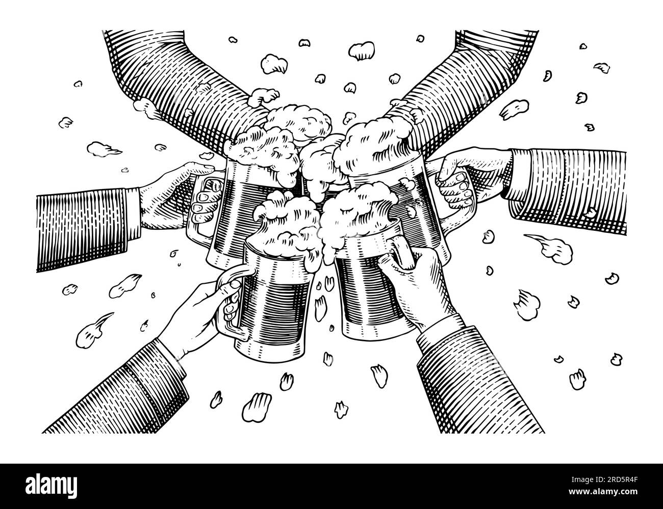 Santé toast. Fête de la bière. Vintage alcoolique. Mug avec boisson à ...