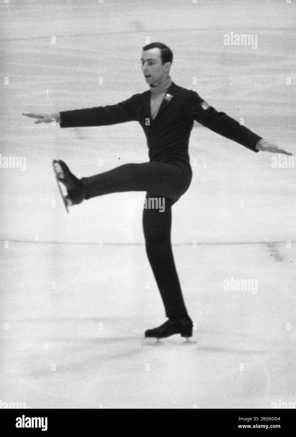 Concentration de patineur artistique Banque d'images noir et blanc - Alamy
