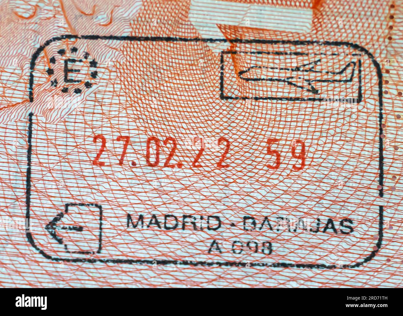 Timbre de passage de la frontière espagnole avec le nom du poste ...