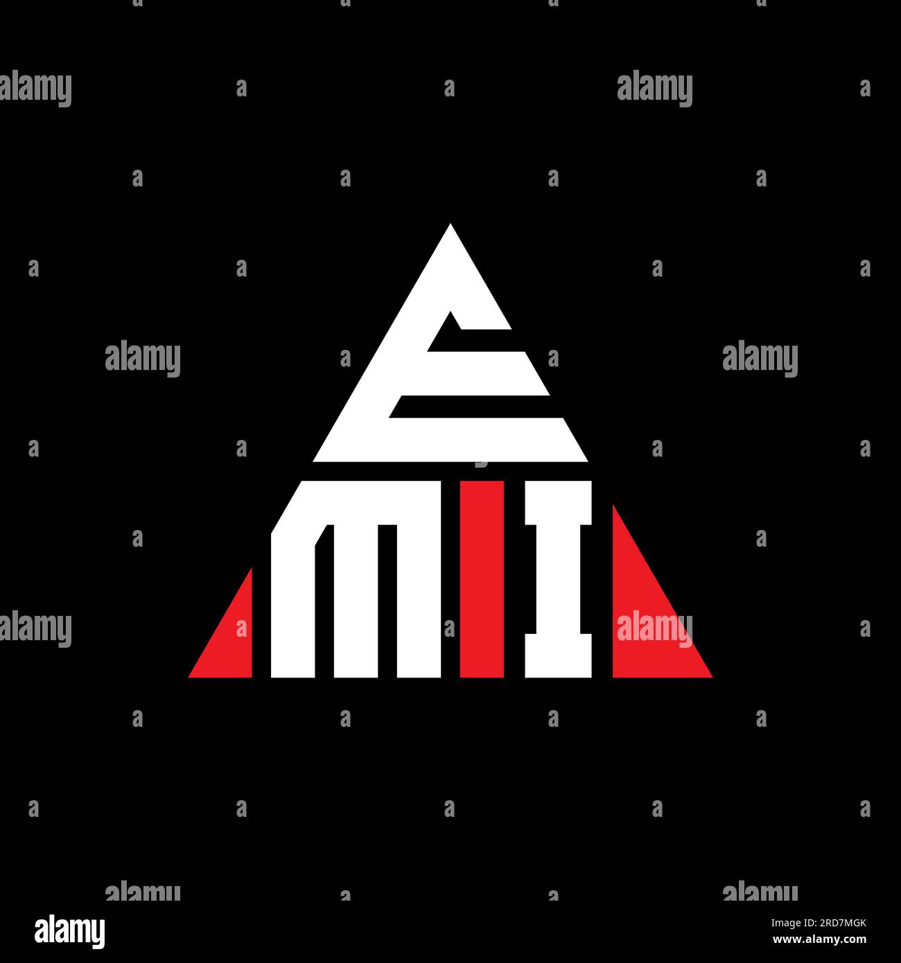 Logo de lettre triangle EMI avec forme de triangle. Monogramme de logo triangle EMI. Modèle de ...