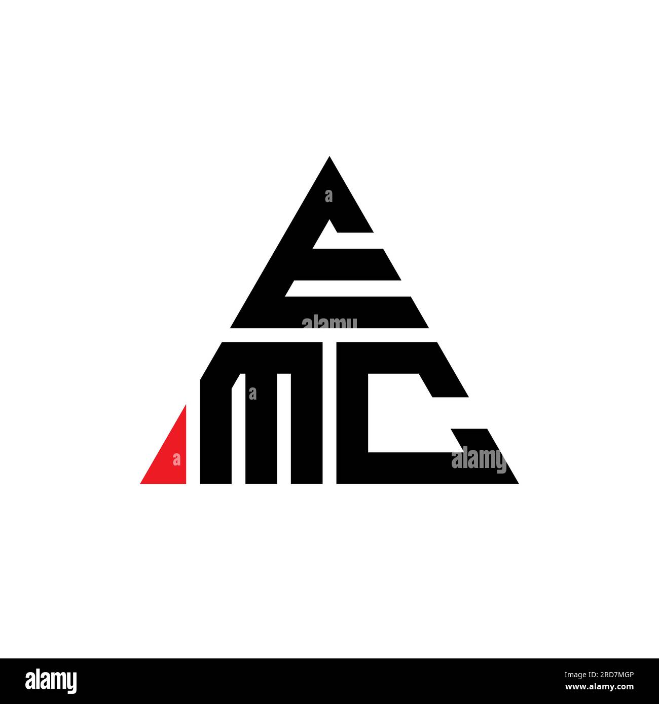 Logo de lettre triangle EMC avec forme de triangle. Monogramme de logo triangle EMC. Modèle de ...