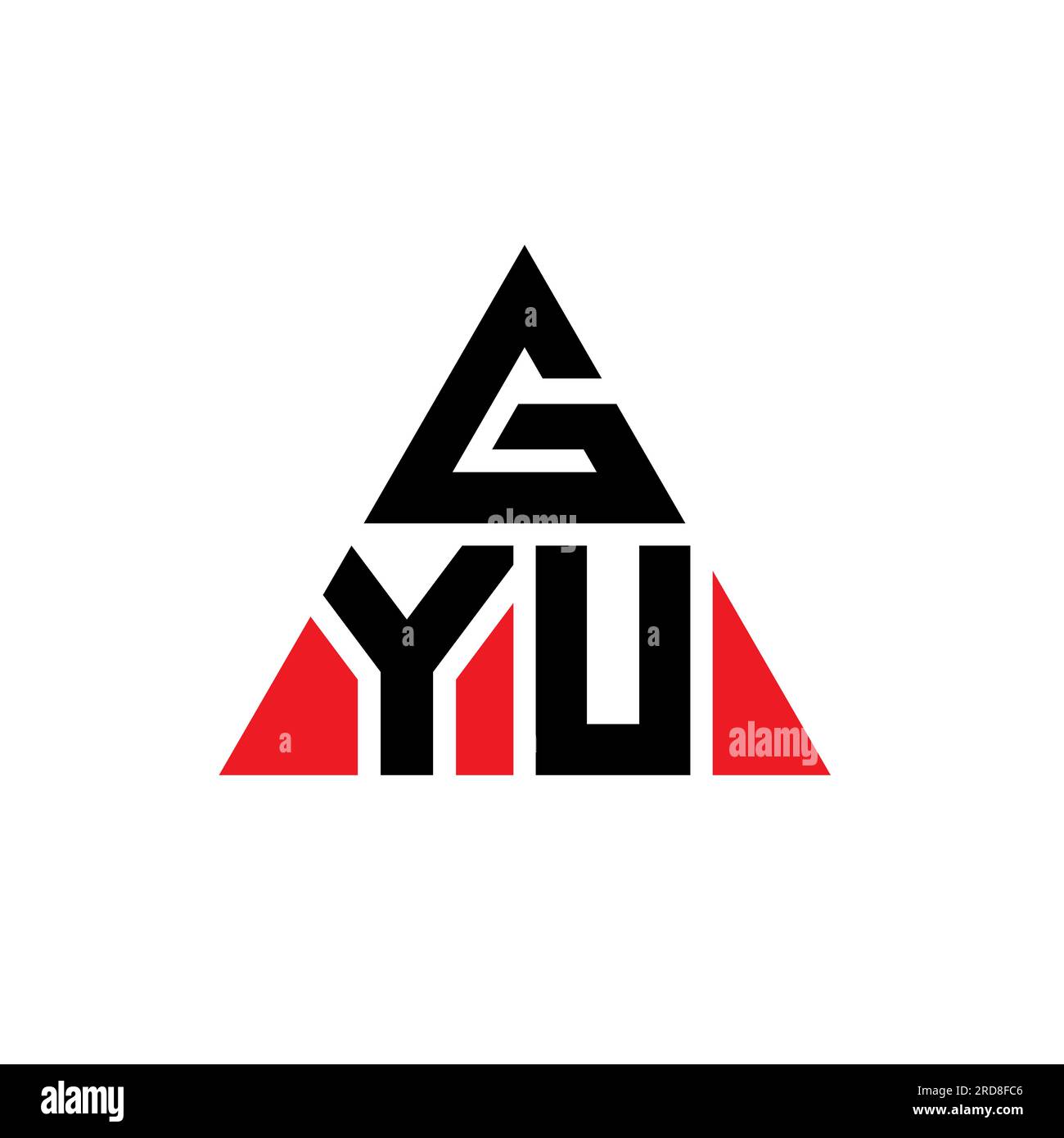 Logo de lettre triangle GYU avec forme de triangle. Monogramme de logo triangle GYU. Modèle de ...