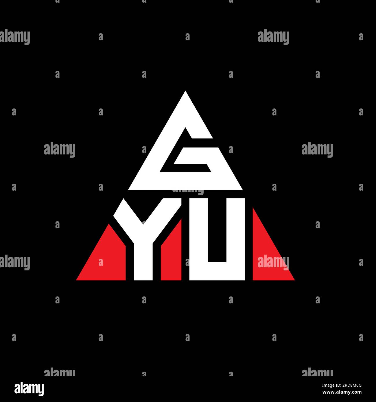 Logo de lettre triangle GYU avec forme de triangle. Monogramme de logo triangle GYU. Modèle de ...