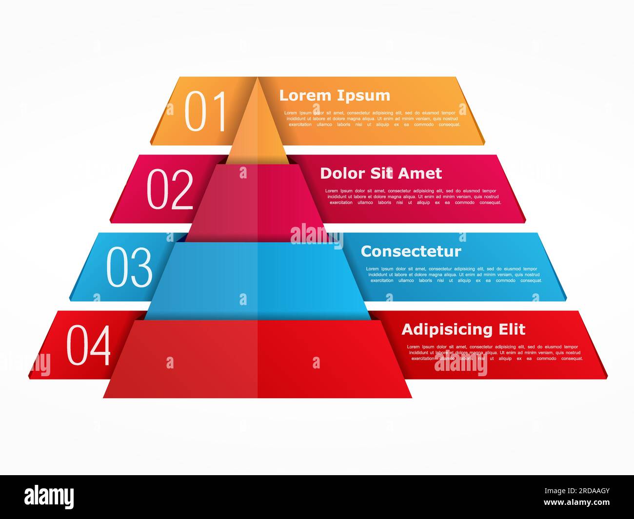 Modèle infographique avec pyramide avec quatre éléments avec des ...