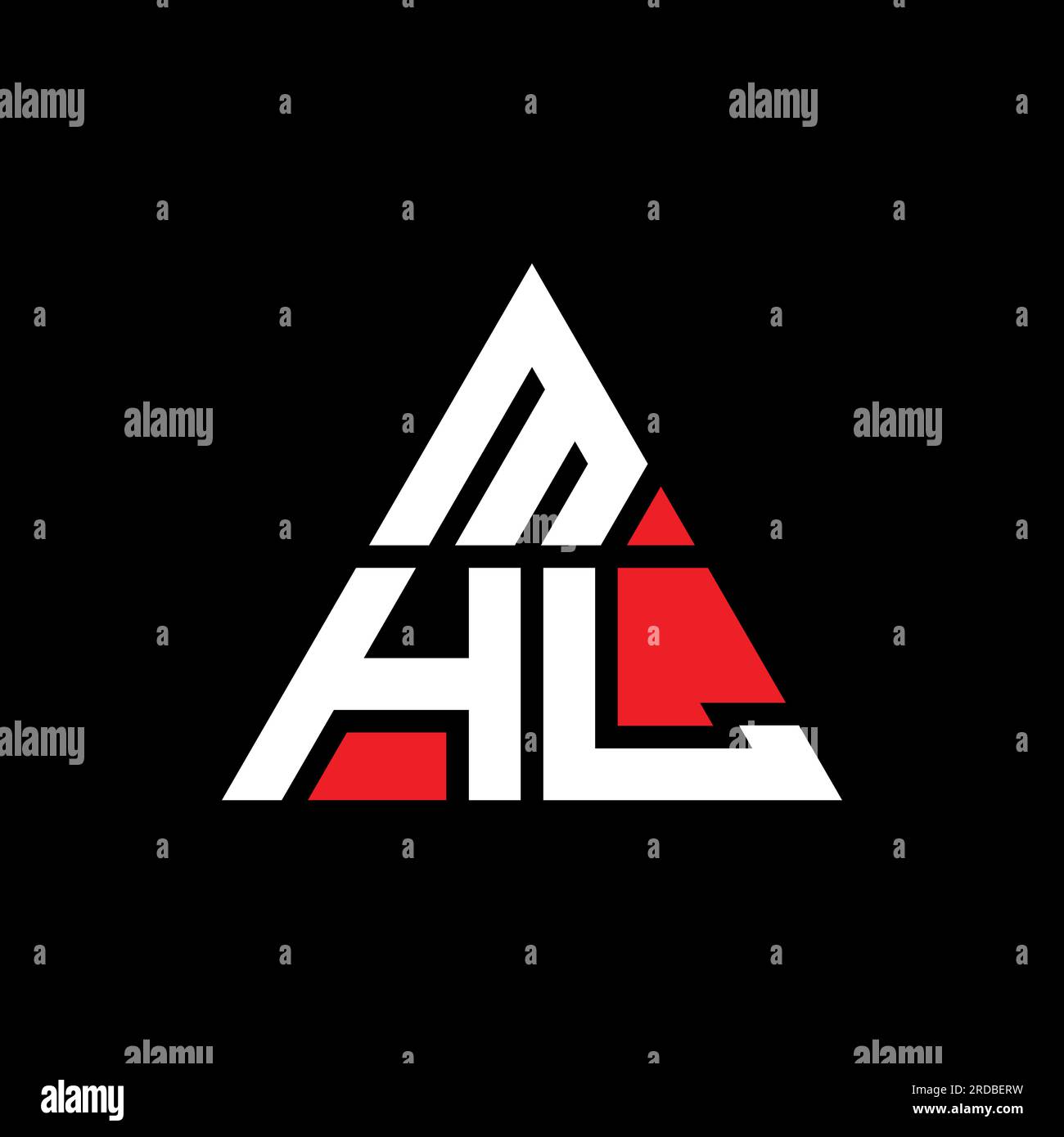 Logo de lettre triangle MHL avec forme de triangle. Monogramme de logo ...