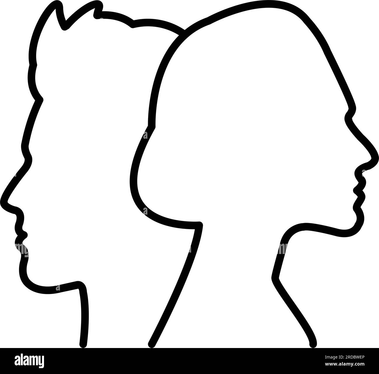 Icône de vecteur silhouette de profil de visage de contour mâle et ...