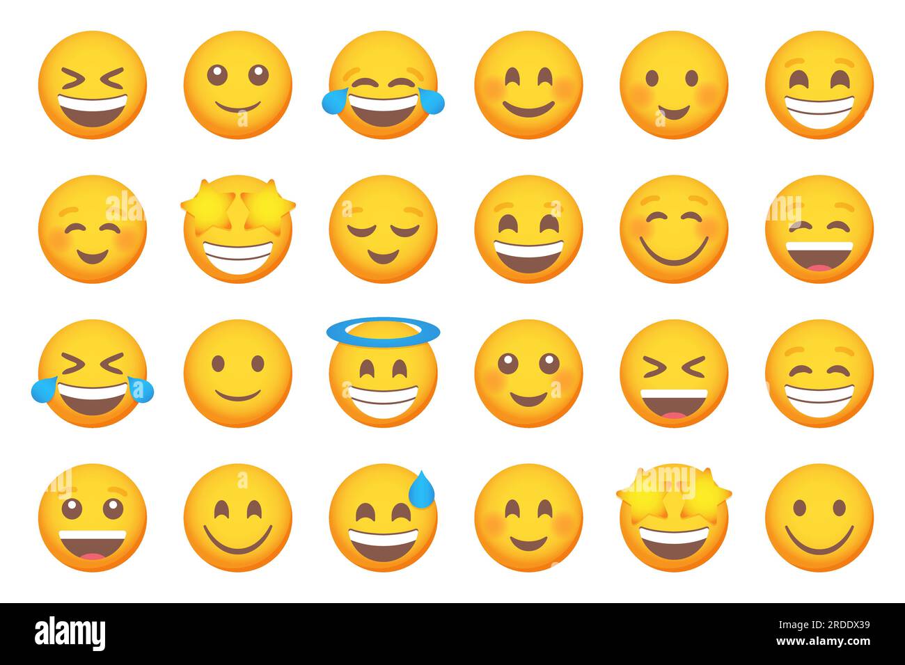 Ensemble d'icônes de sourire émoticônes souriantes. Ensemble emoji de ...