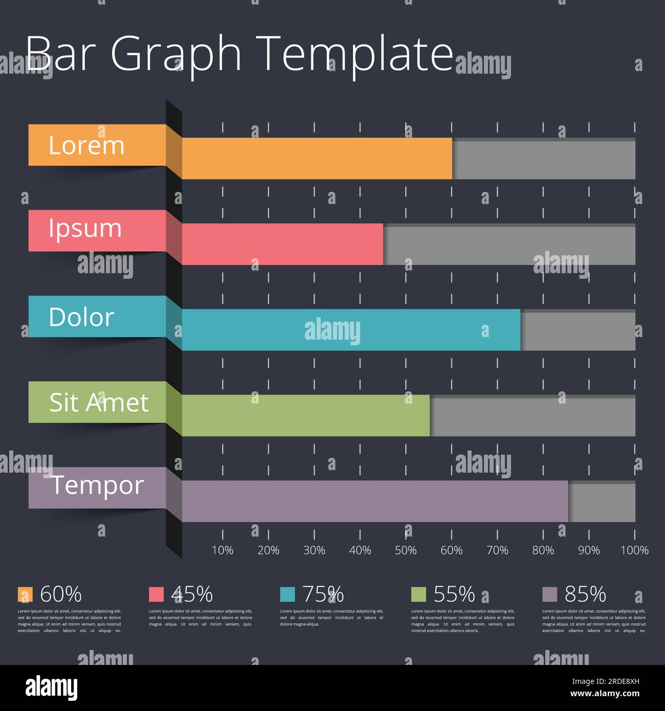 Modèle de graphique à barres horizontales, infographies commerciales ...