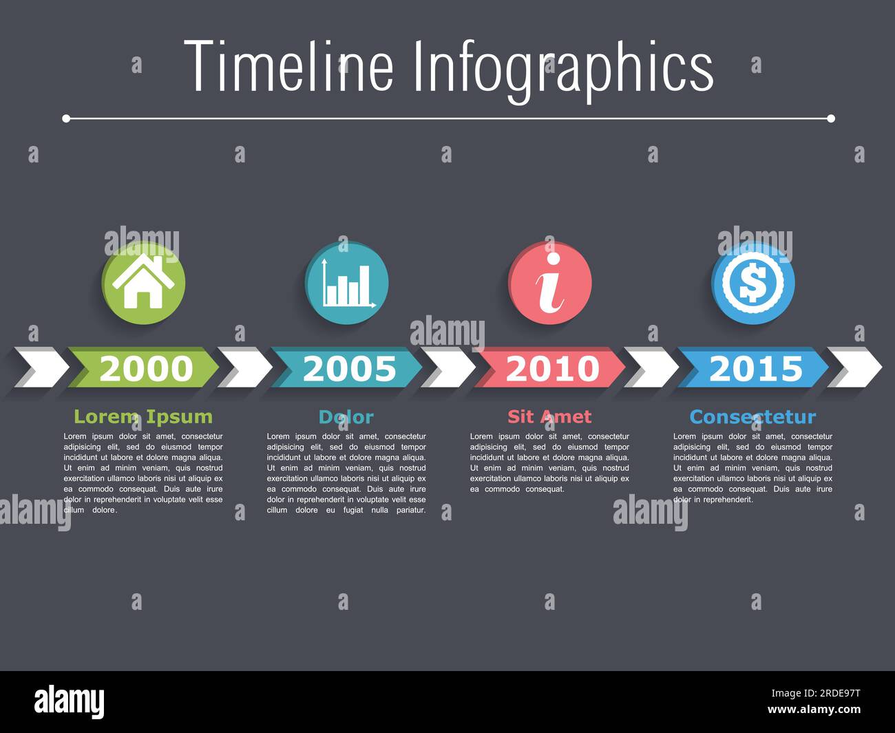 Design Infographie Timeline avec des flèches, workflow ou diagramme de ...