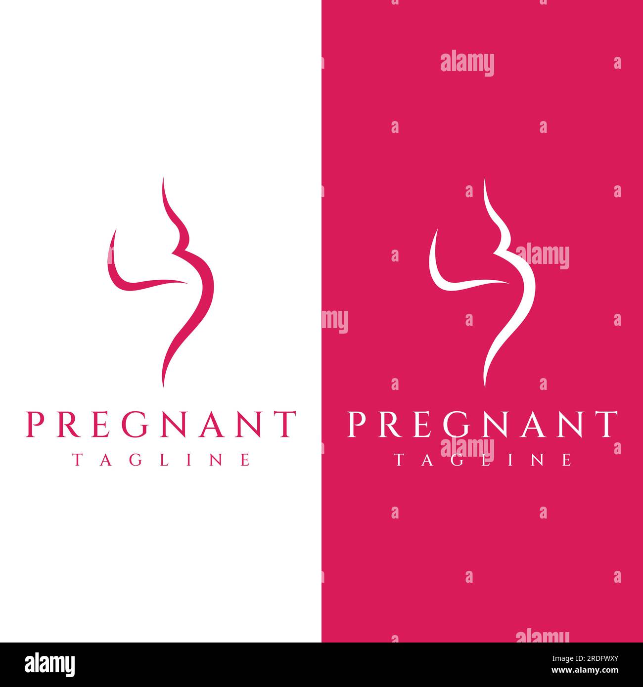 Logo abstrait de la mère ou de la femme portant bébé ou enceinte. Logos ...
