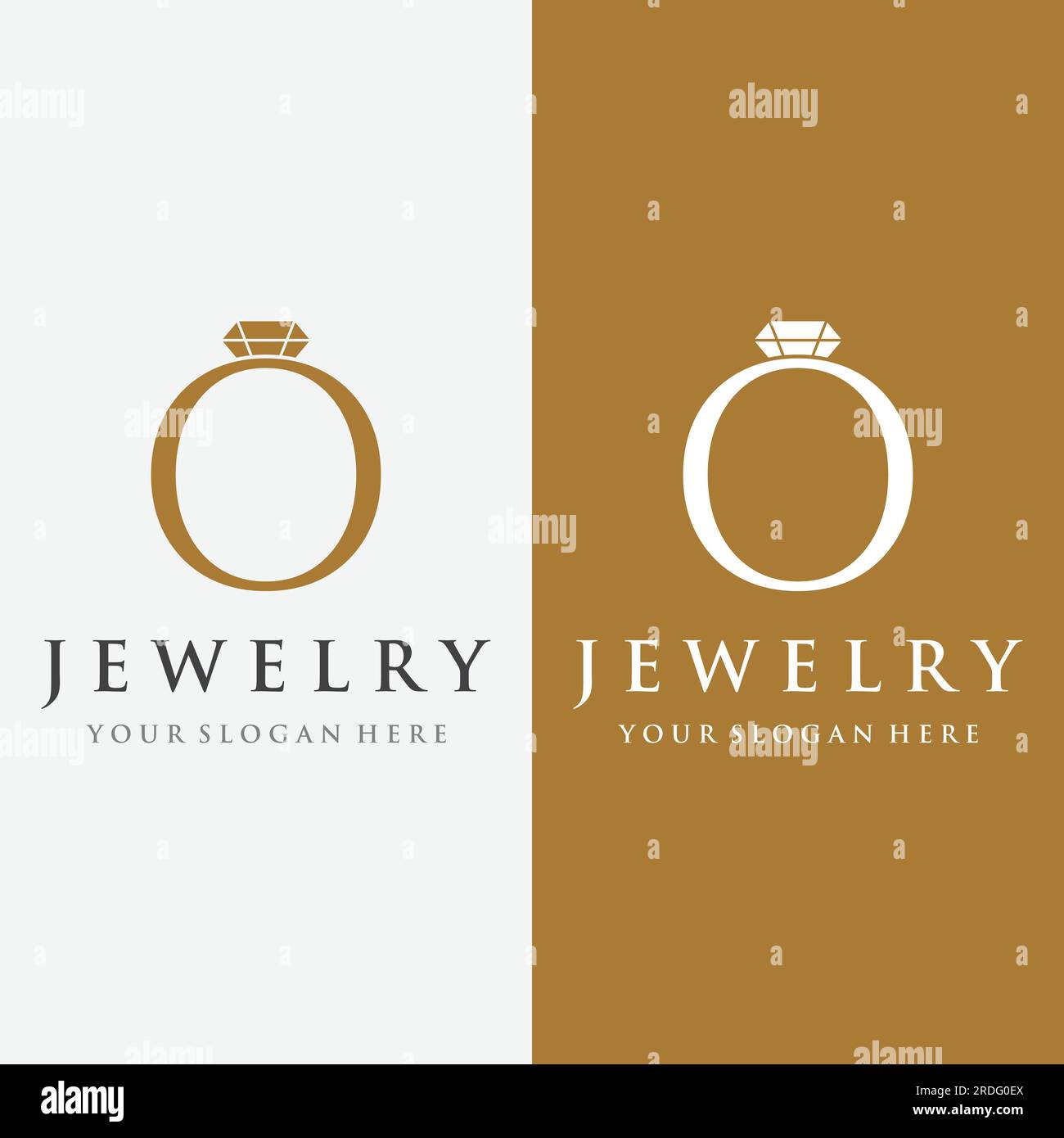 Logo abstrait de la bague de bijoux avec le diamant de luxe ou les ...