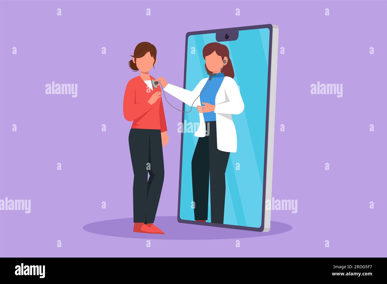 Dessin de style plat de dessin de dessin féminin sort de l'écran de ...