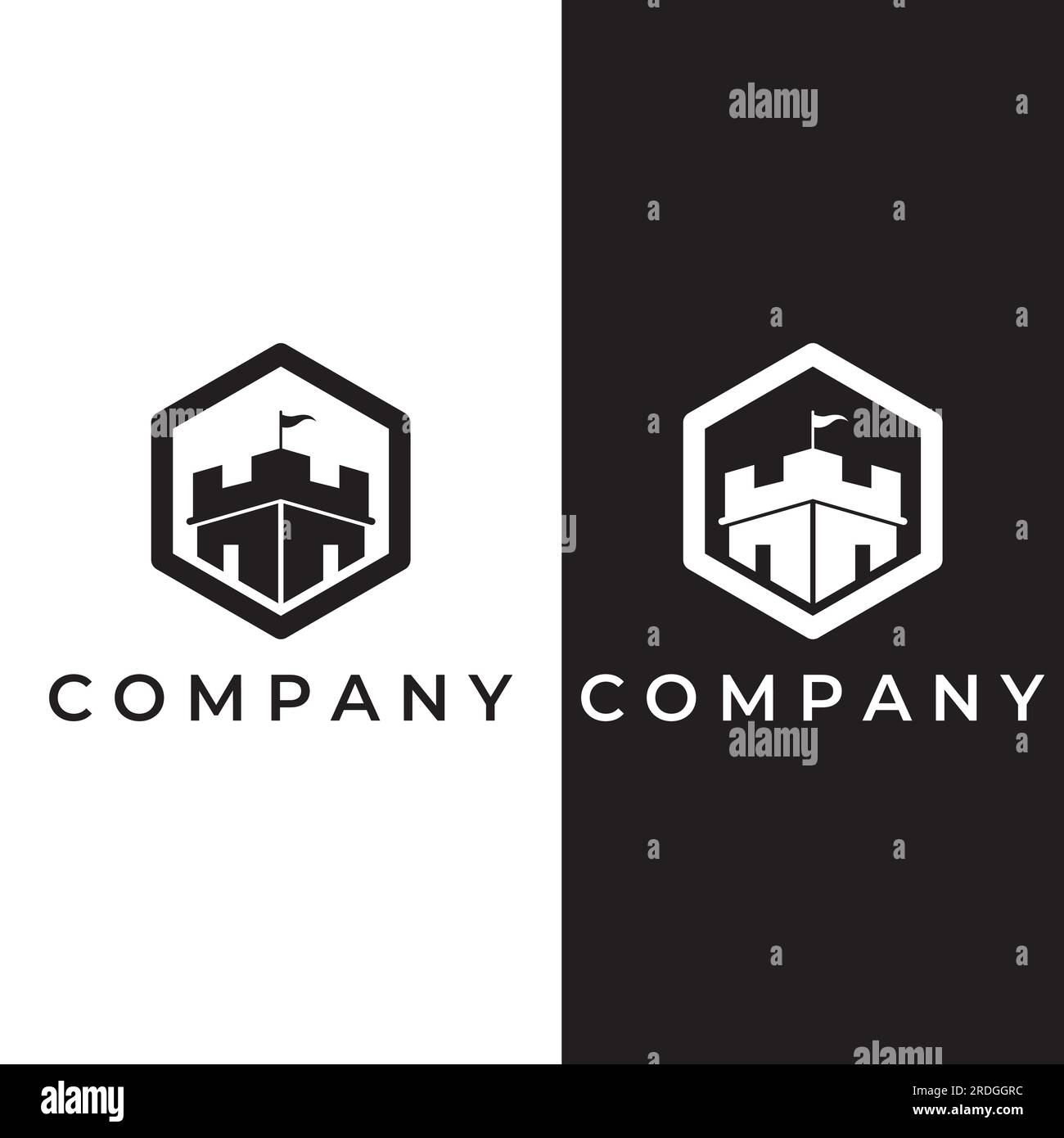 Silhouette de logo de château, logo de château avec combinaison de ...