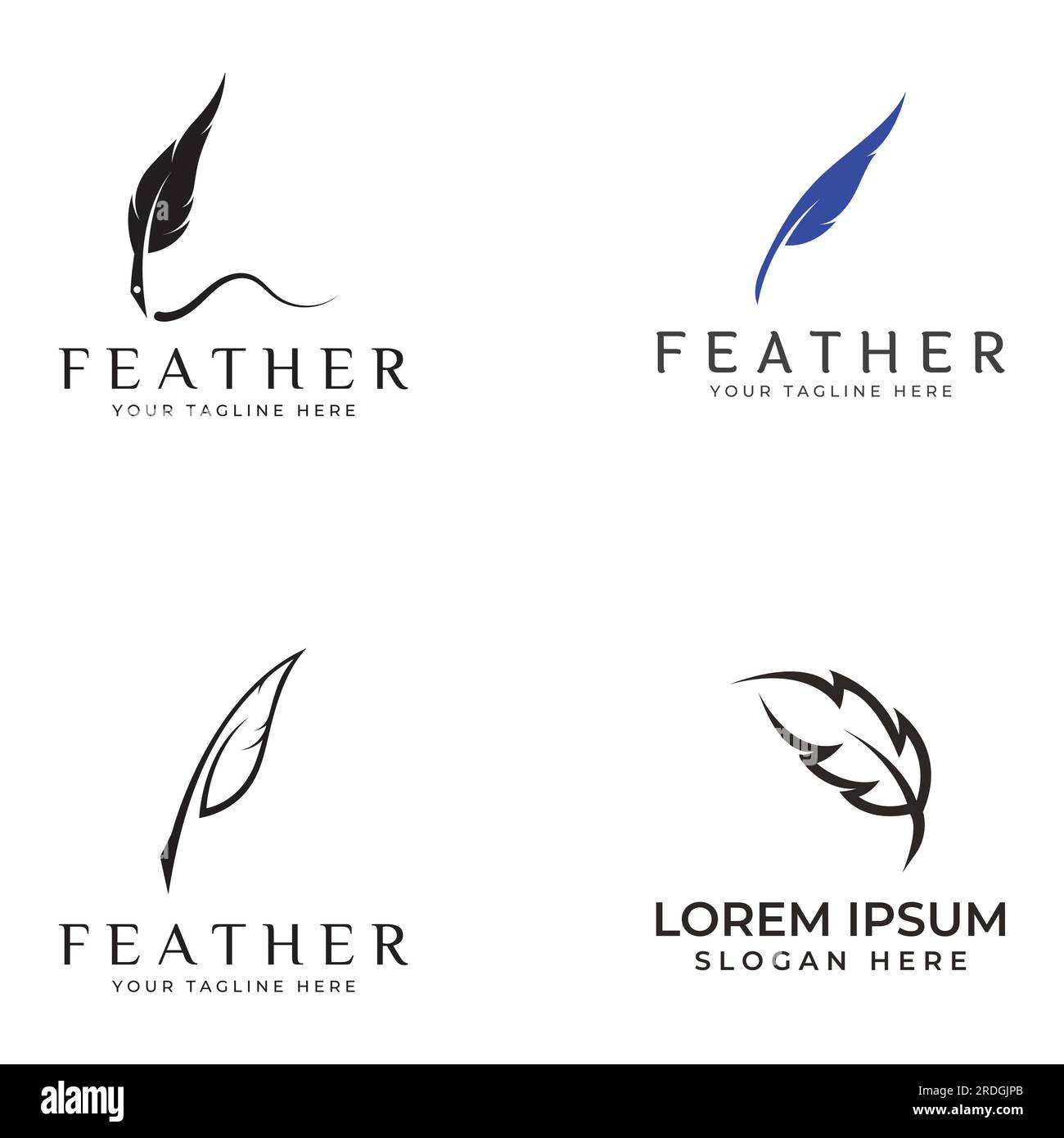 Logo de plume, logo de stylo de plume et conception vectorielle de logo ...