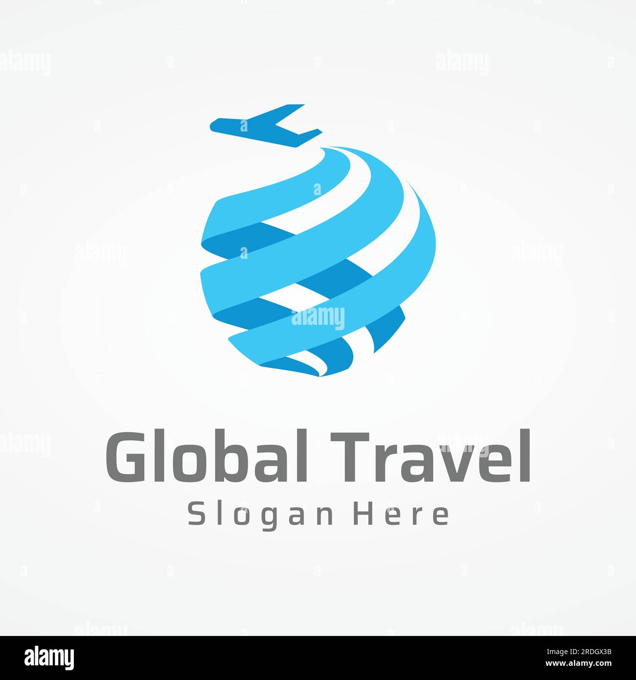 Modèle de logo d'agence de billet d'avion, vacances, voyage en été ...