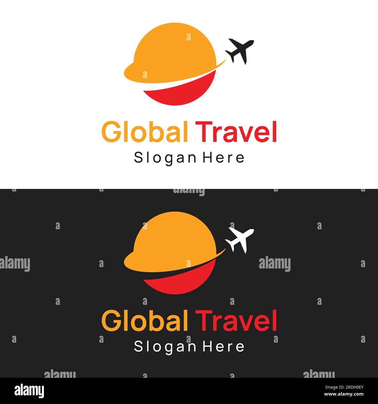 Modèle de logo d'agence de billet d'avion, vacances, voyage en été ...