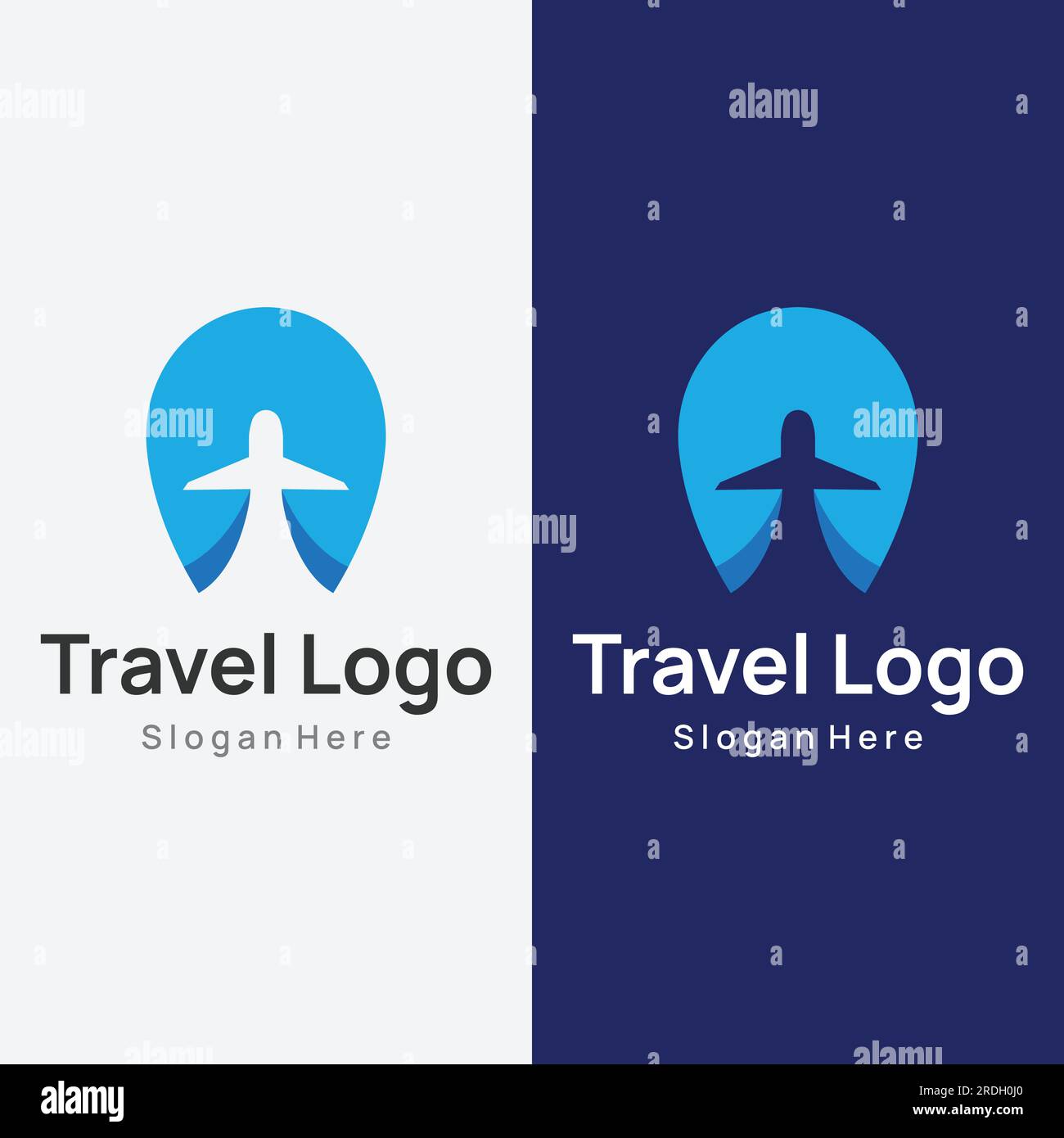 Modèle de logo d'agence de billet d'avion, vacances, voyage en été ...