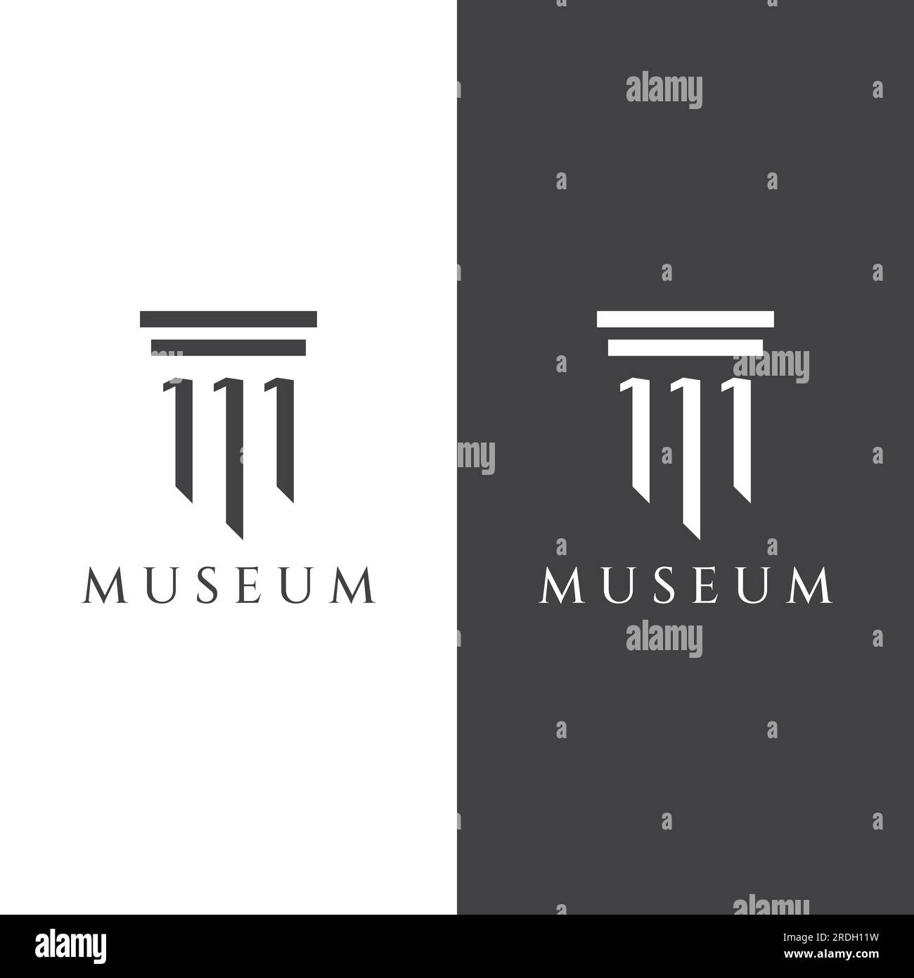 Musée, colonne de musée, musée de ligne, logo de pilier de musée. Un ...