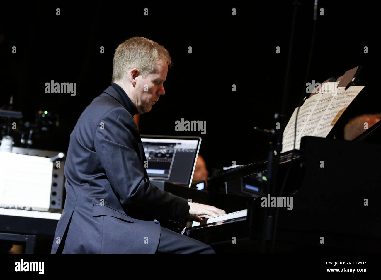 20 juillet 2023. Jodrell Bank, Cheshire, Royaume-Uni. Max Richter et le ...