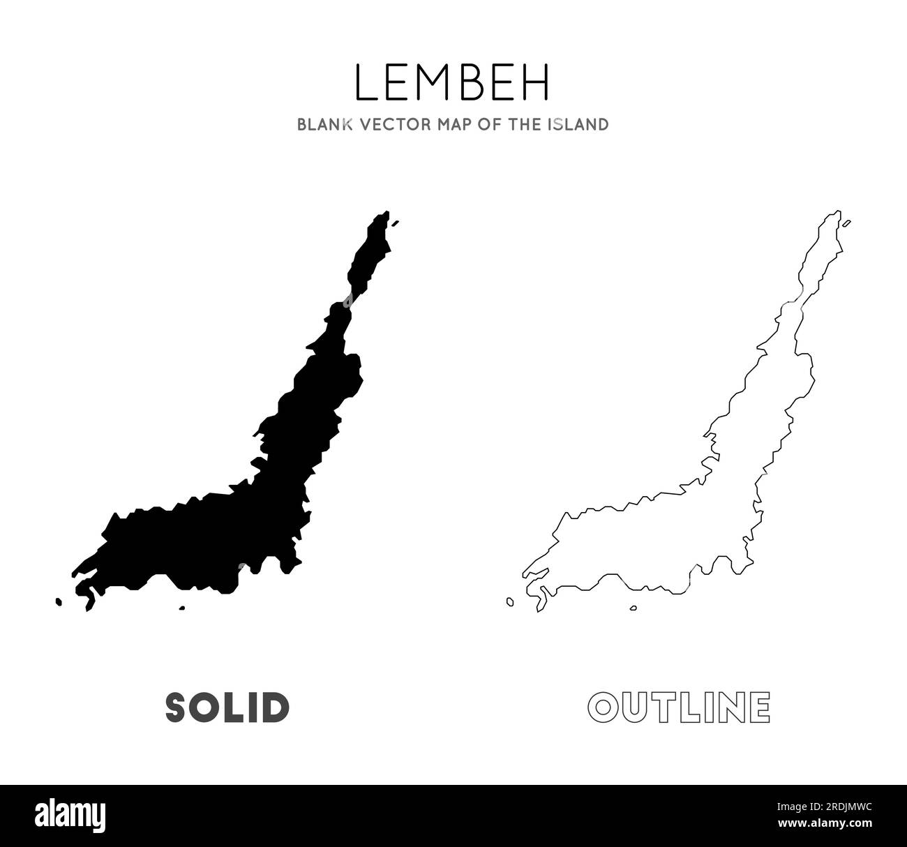 Carte de Lembeh. Carte vectorielle vierge de l'île. Bordures de Lembeh ...
