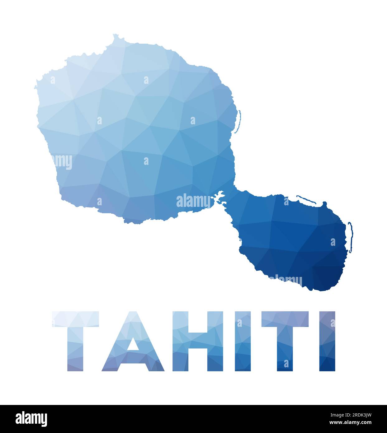 Carte basse poly de Tahiti. Illustration géométrique de l'île. Carte ...