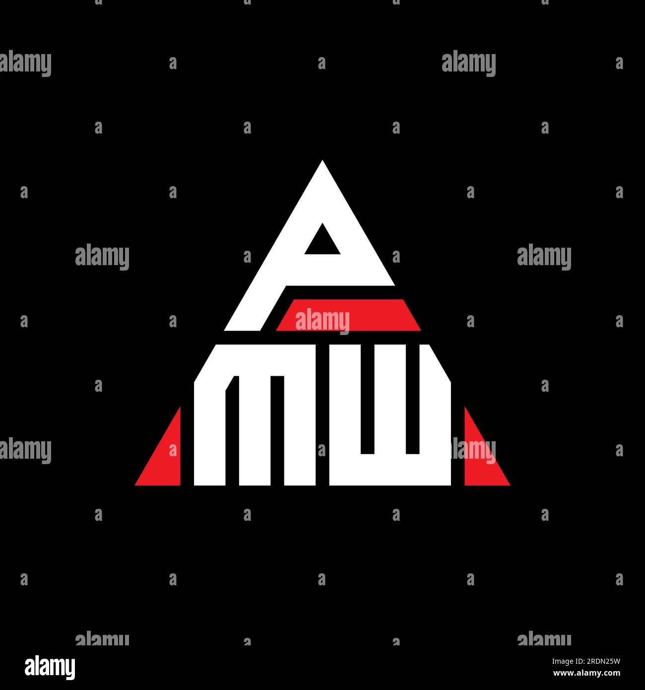 Logo PMW avec lettre triangulaire en forme de triangle. Monogramme du ...