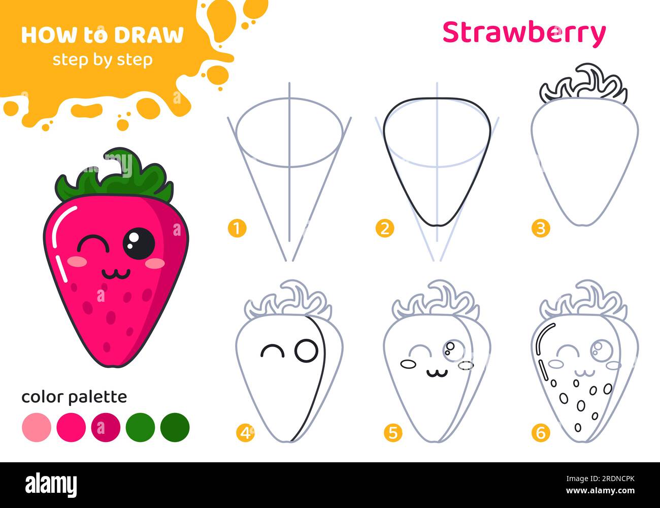 Tutoriel de dessin pour les enfants. Comment dessiner la fraise Image ...