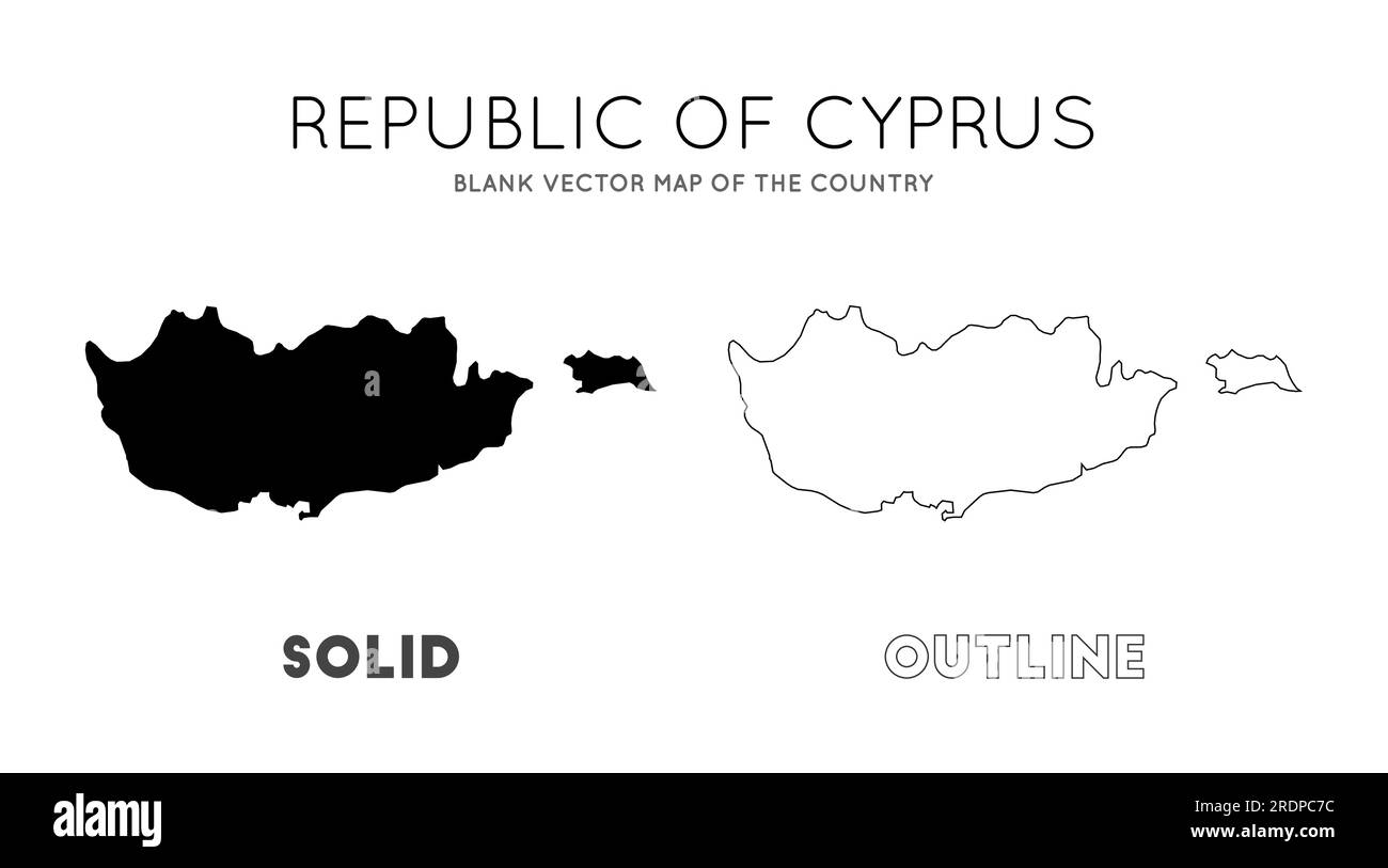 Carte de Chypre. Carte vectorielle vierge du pays. Frontières de Chypre ...