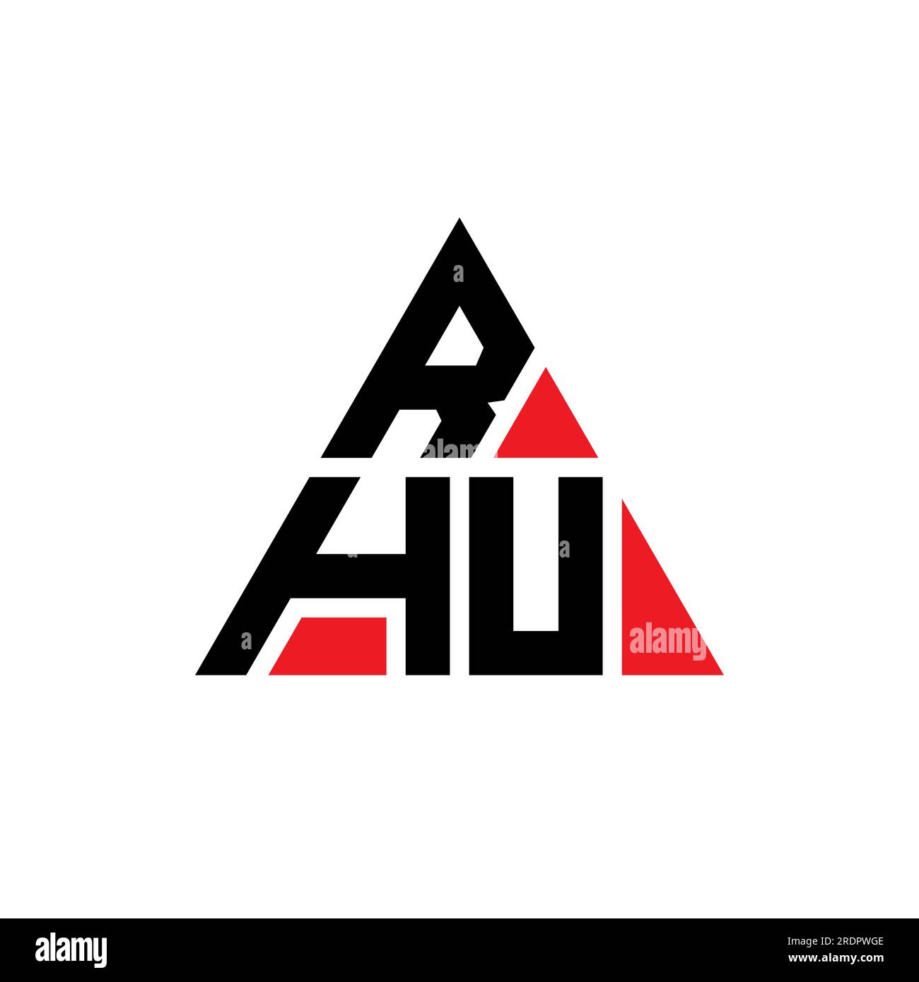 Logo de lettre triangle RHU avec forme de triangle. Monogramme de logo ...