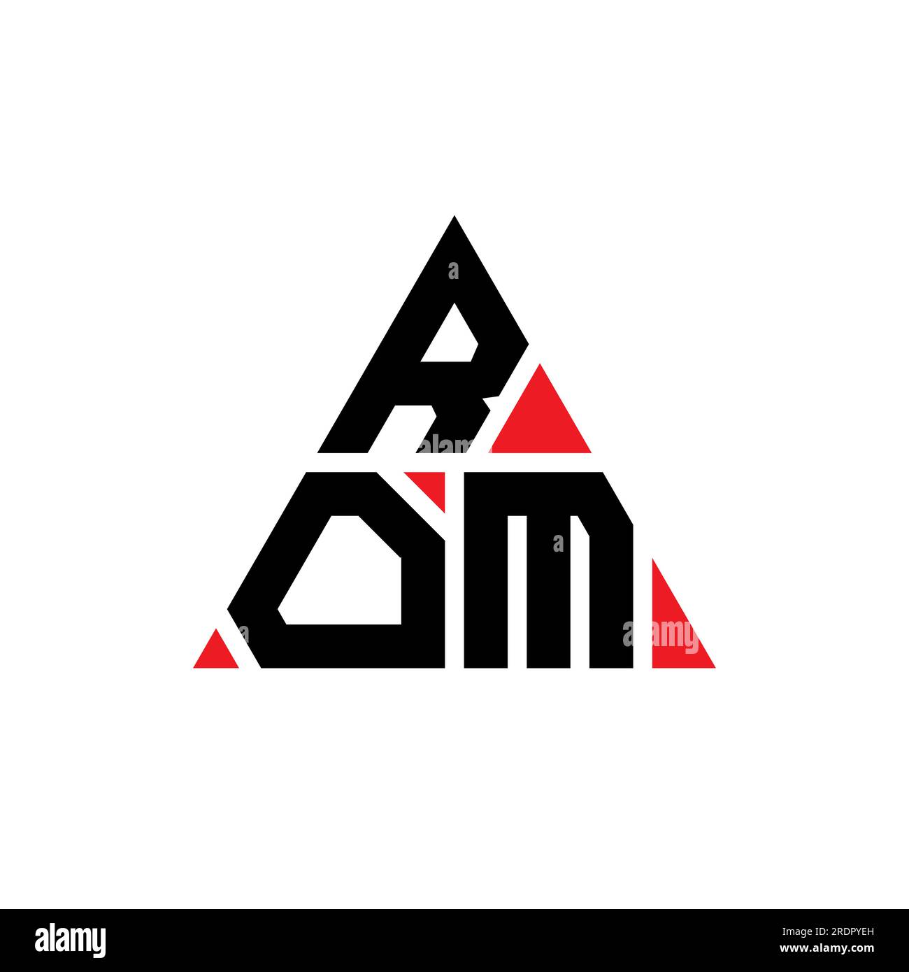 Logo de lettre triangle ROM avec forme de triangle. Monogramme de logo ...