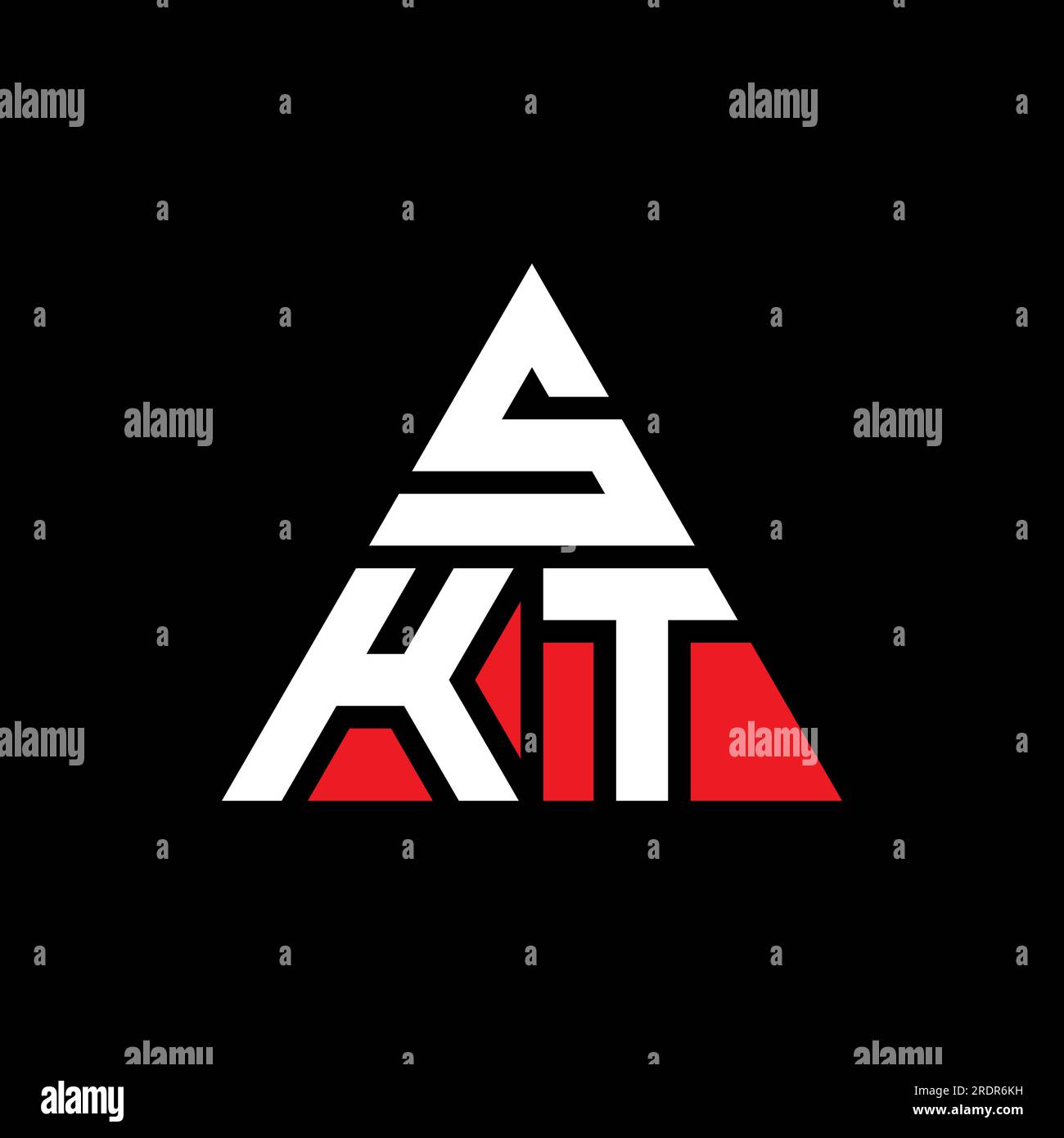 Logo de lettre triangle SKT avec forme de triangle. Monogramme de logo triangle SKT. Modèle de ...