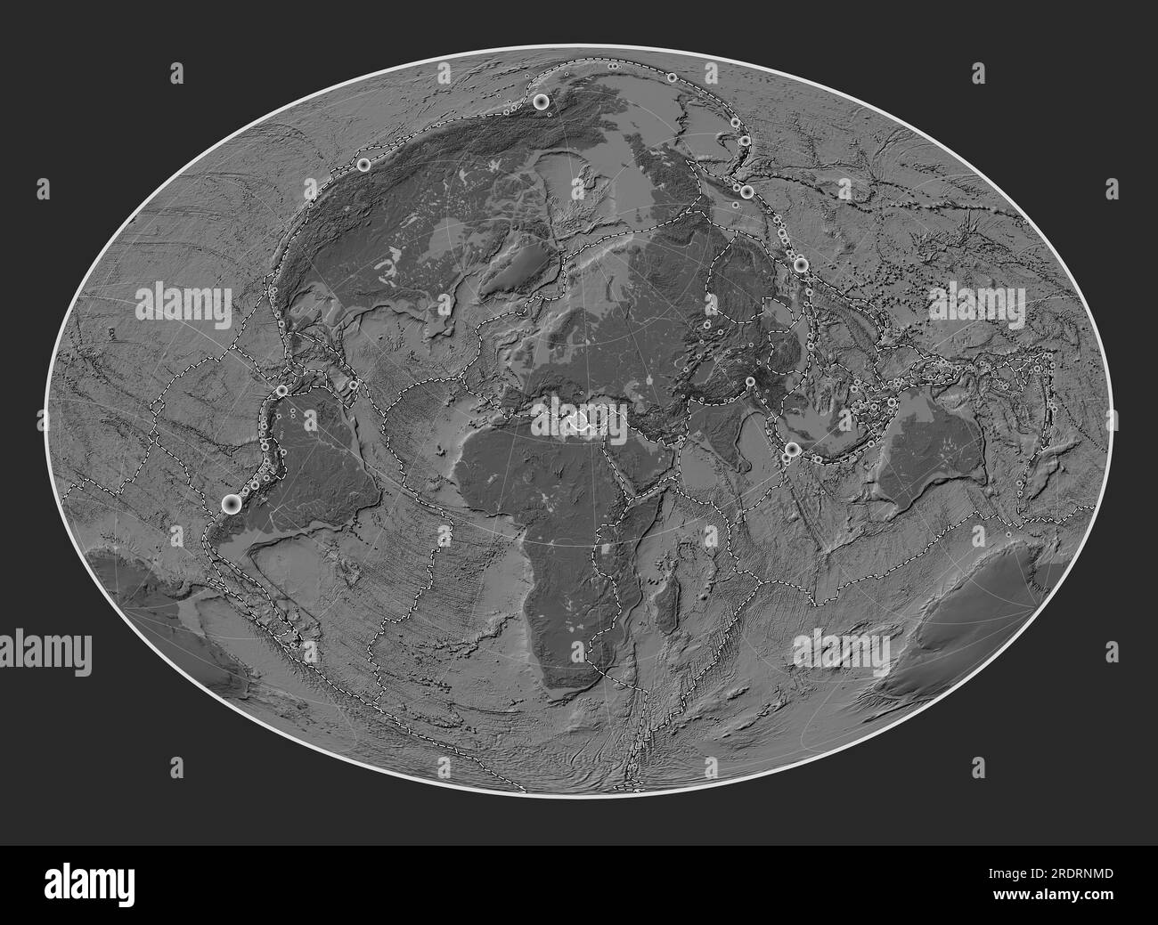 Plaque tectonique de la mer Égée sur la carte d'élévation à deux ...