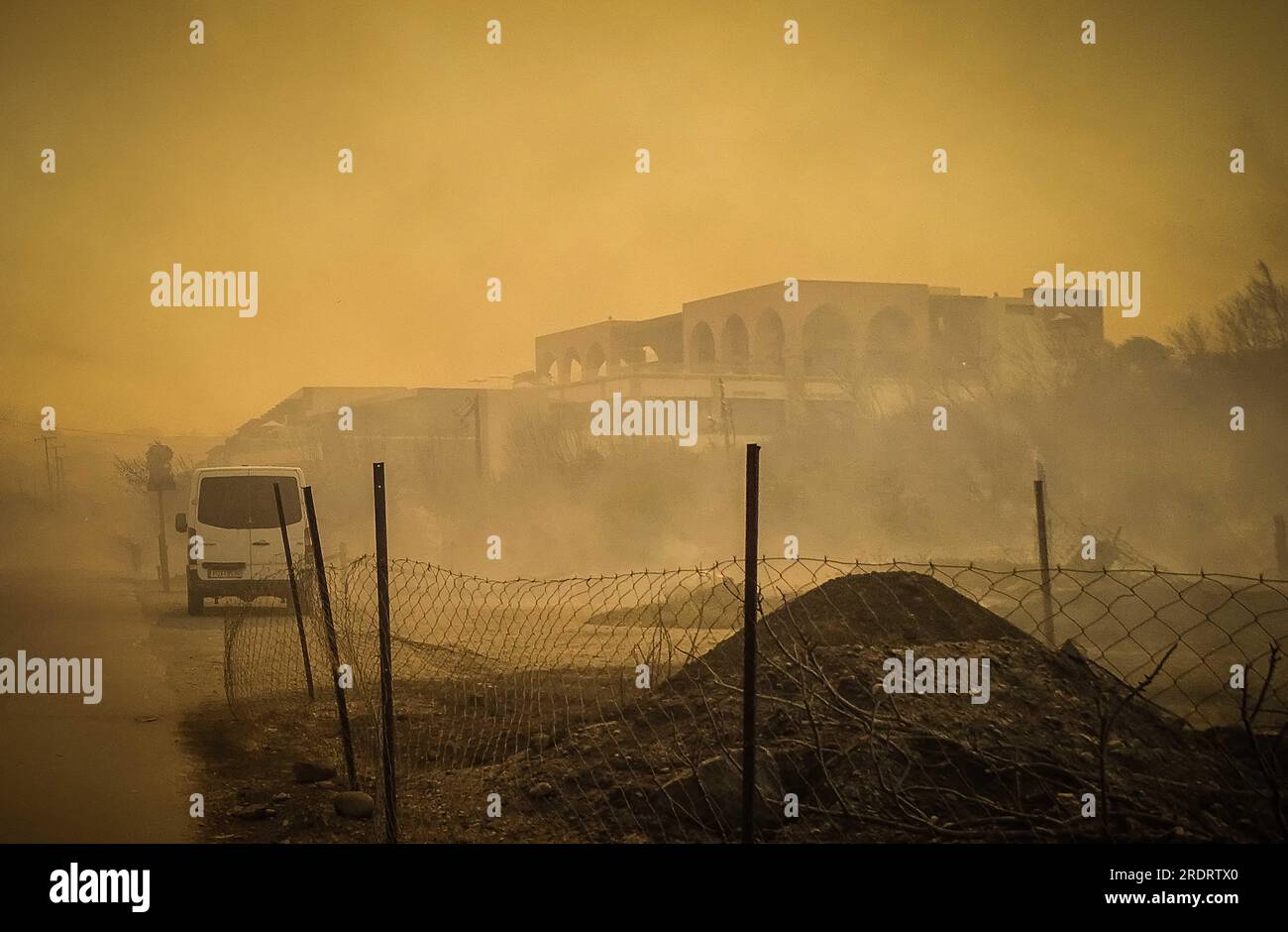 Île de Rhodes. 22 juillet 2023. Cette photo prise le 22 juillet 2023 ...