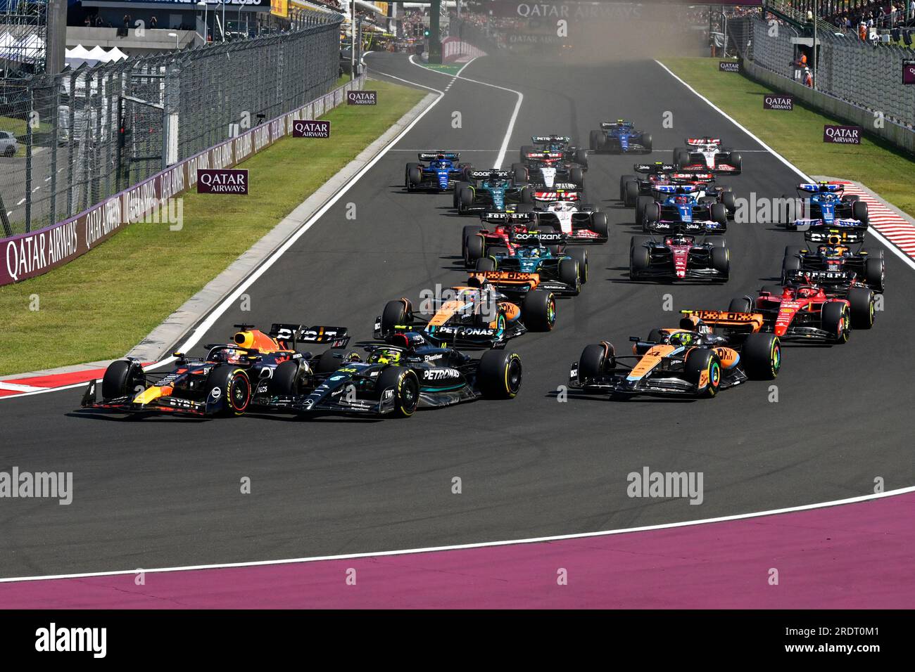 Dutch Formula One driver Max Verstappen of Red Bull Racing, left, leads ...