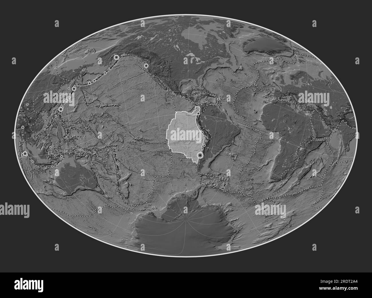 Plaque tectonique de Nazca sur la carte d'élévation à deux niveaux dans ...