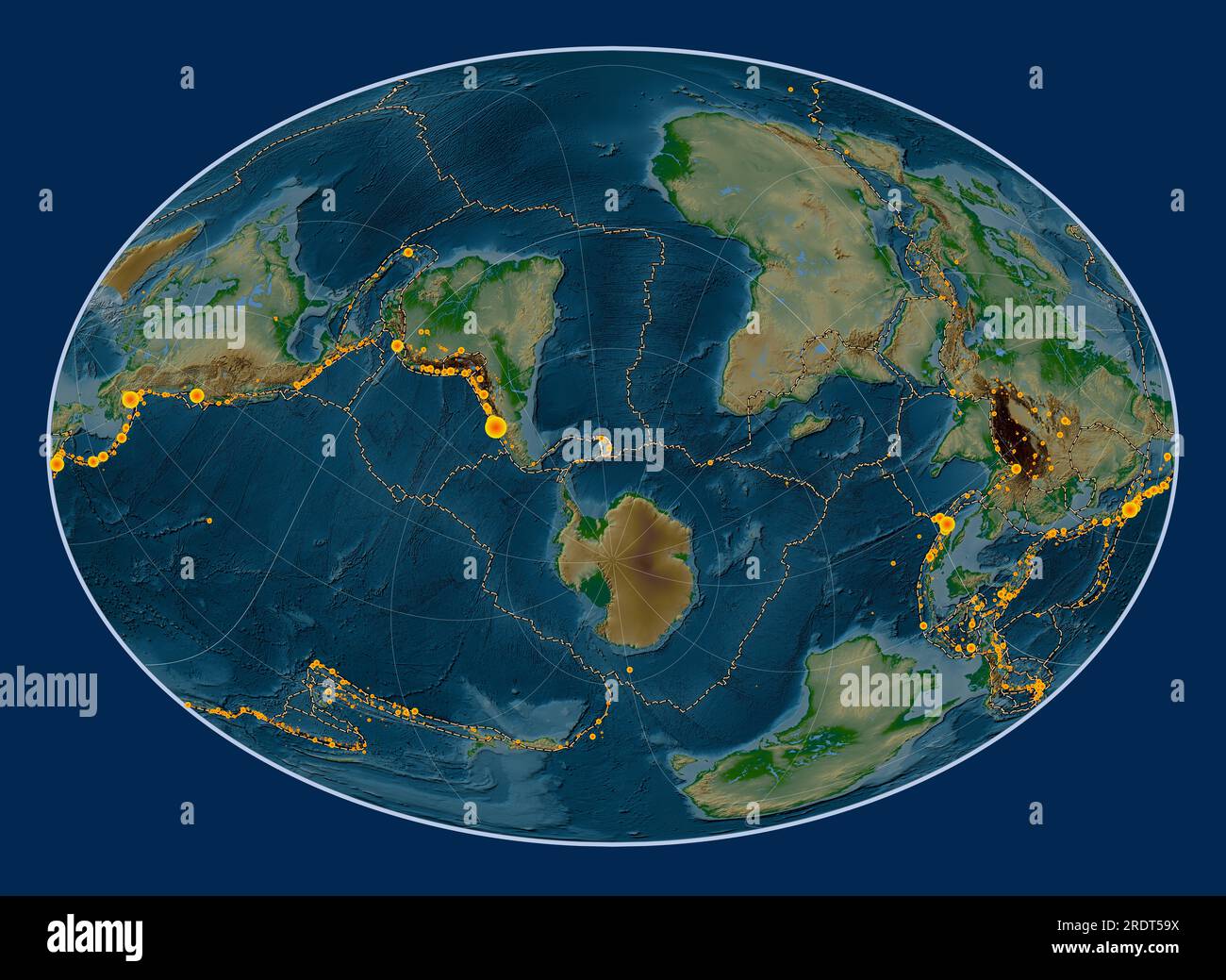 Plaque tectonique sandwich sur la carte d'élévation physique dans la ...