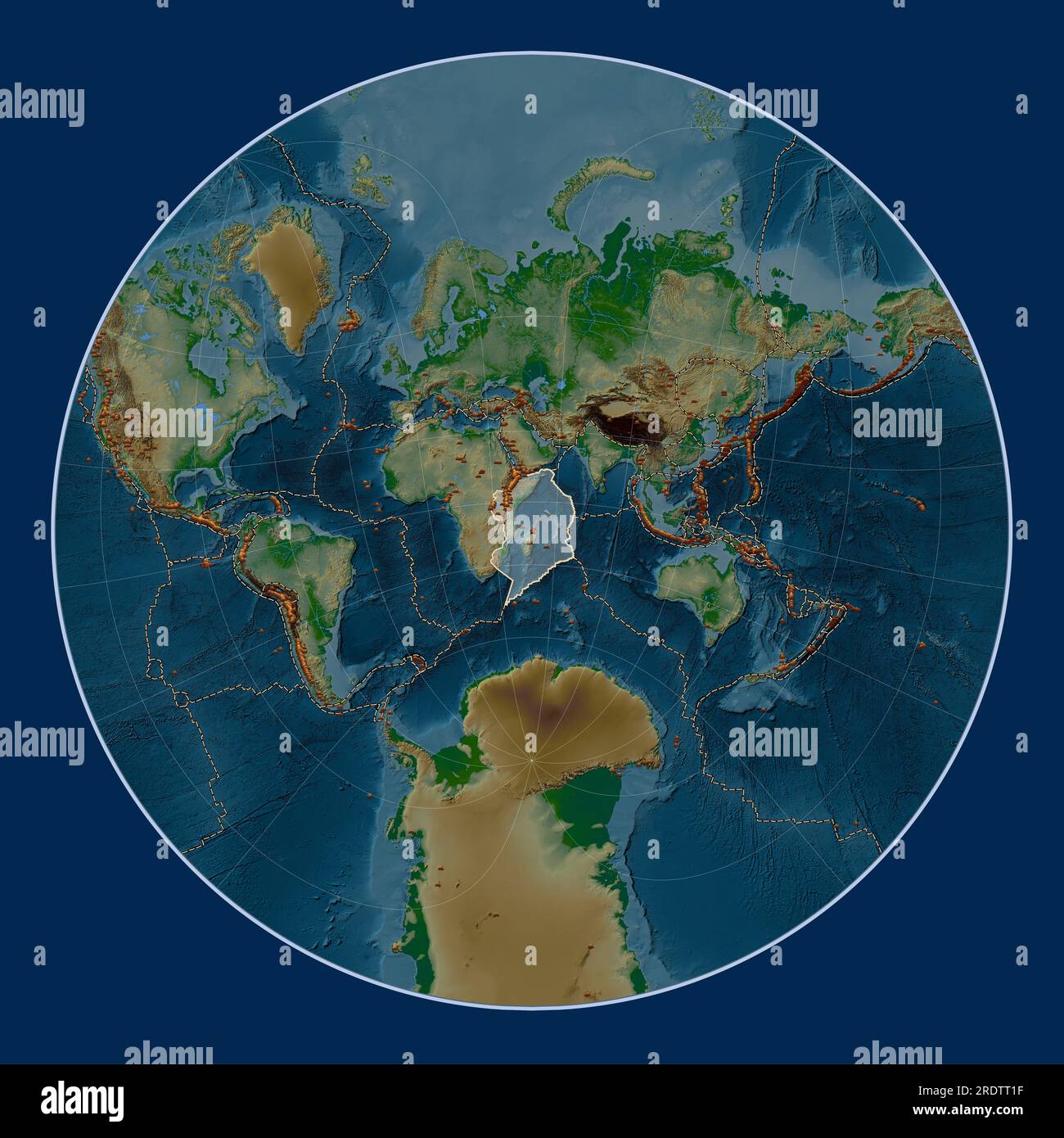 Plaque tectonique somalienne sur la carte d'élévation physique dans la ...