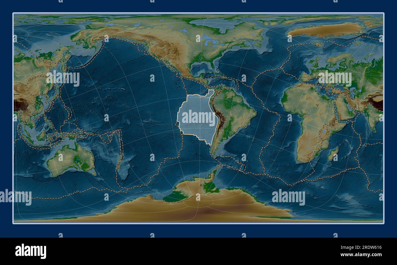 Plaque tectonique de Nazca sur la carte d'élévation physique dans la ...