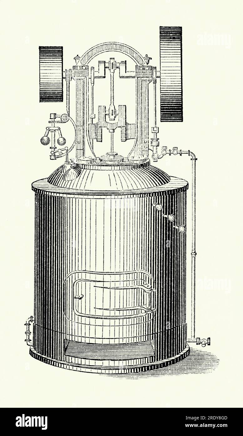 Une ancienne gravure d’un moteur portable de Baxter datant de c.1876 ...